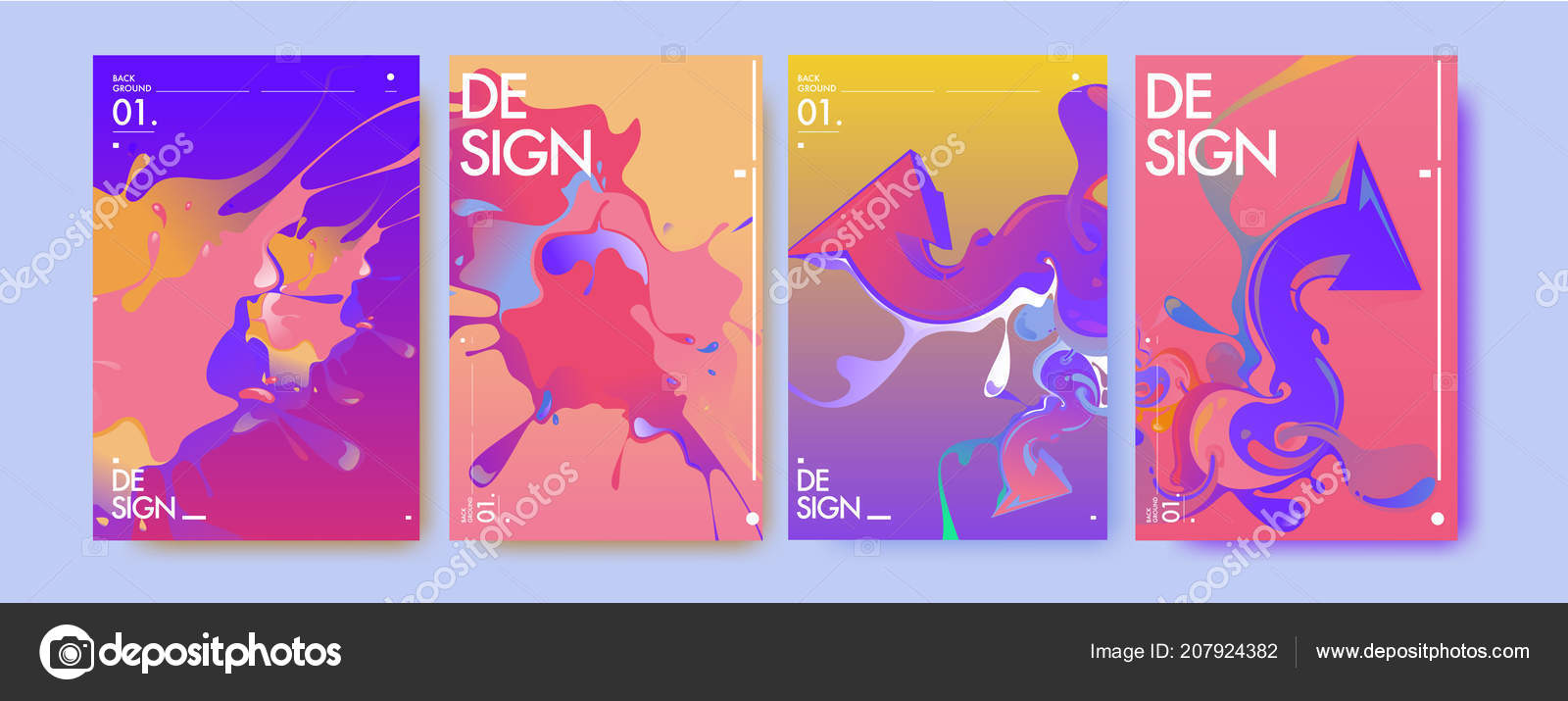 Liquid Flow Colorful Background Splash Paint Illustration Set Poster ...