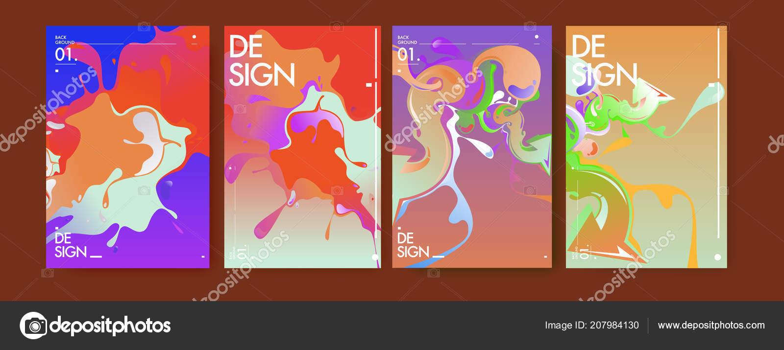 Liquid Flow Colorful Background Splash Paint Illustration Set Poster ...