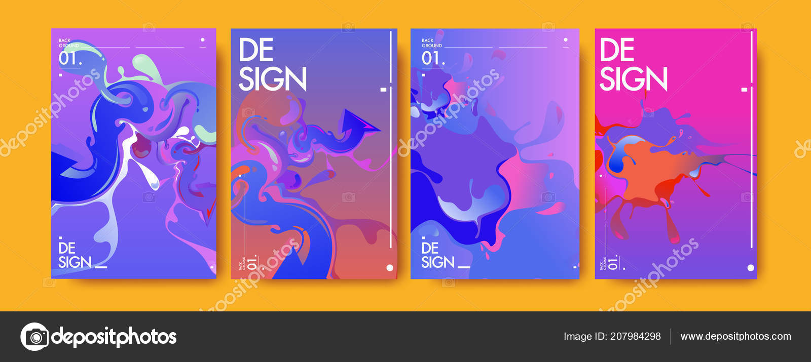 Liquid Flow Colorful Background Splash Paint Illustration Set Poster ...