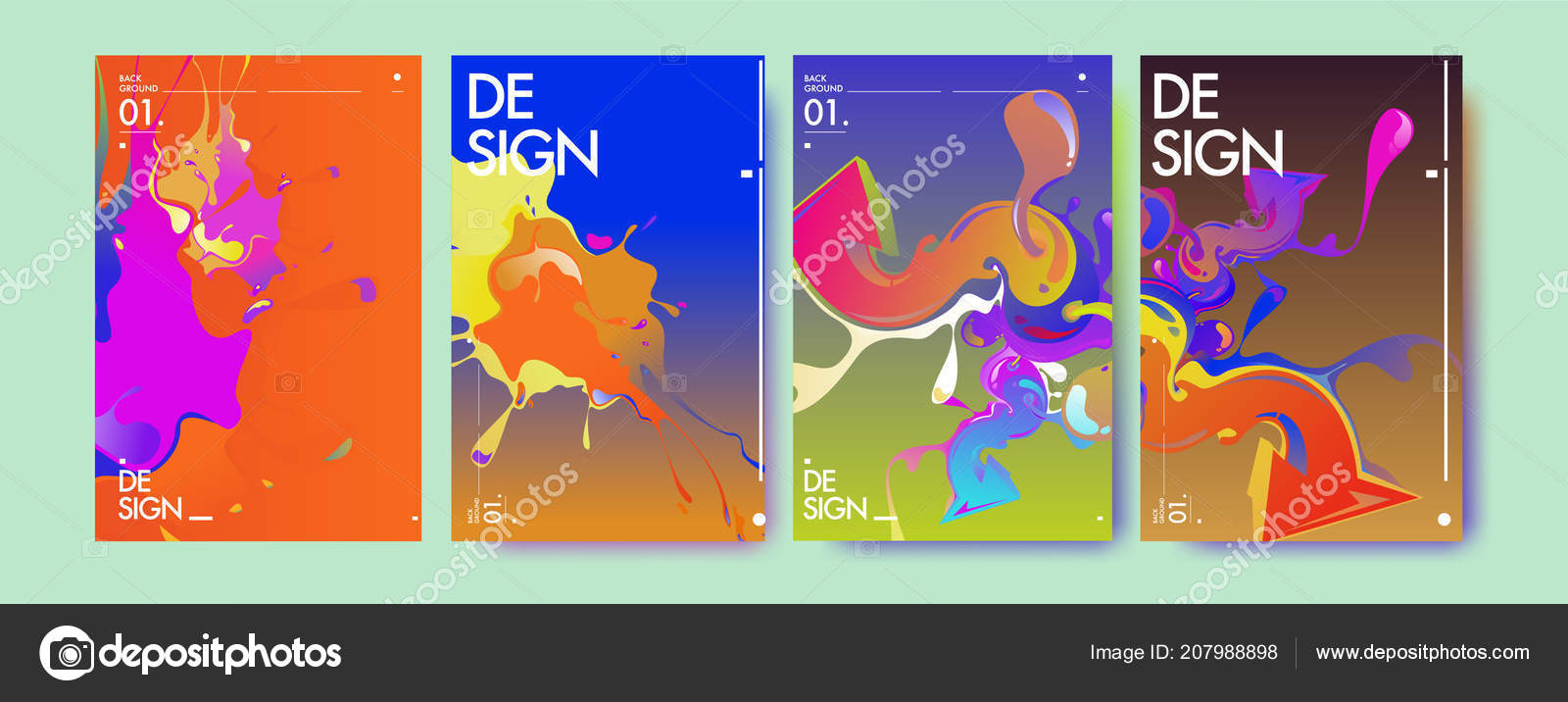 Liquid Flow Colorful Background Splash Paint Illustration Set Poster ...