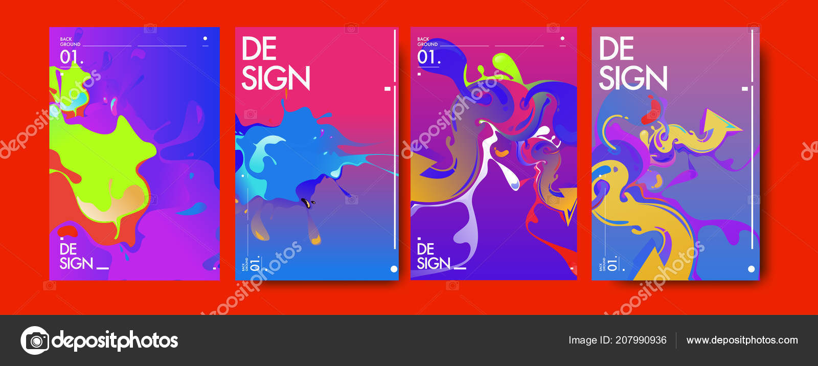 Liquid Flow Colorful Background Splash Paint Illustration Set Poster ...