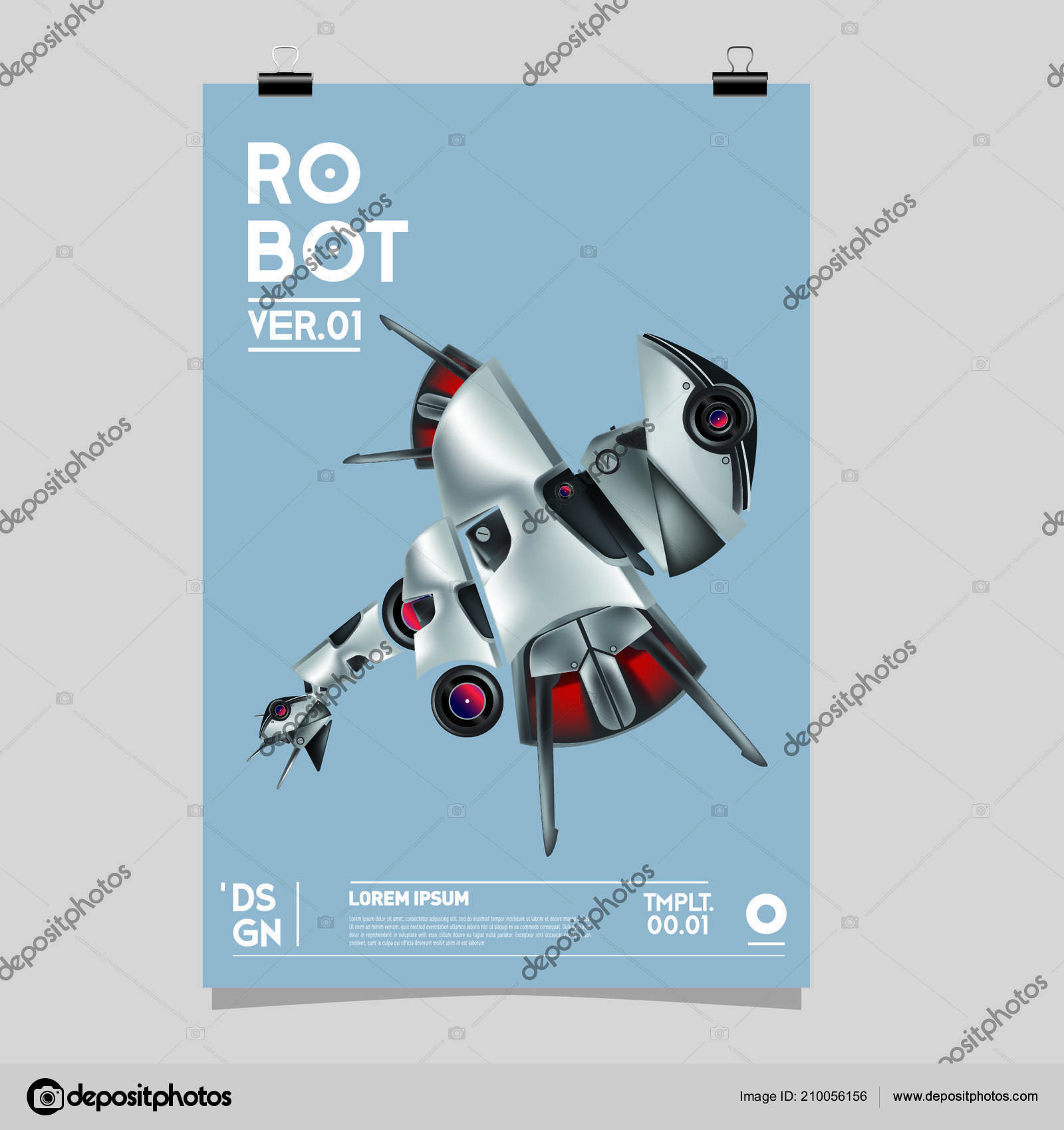 Vector Realistic Robot Illustration Robot Toys Design Festival Poster ...