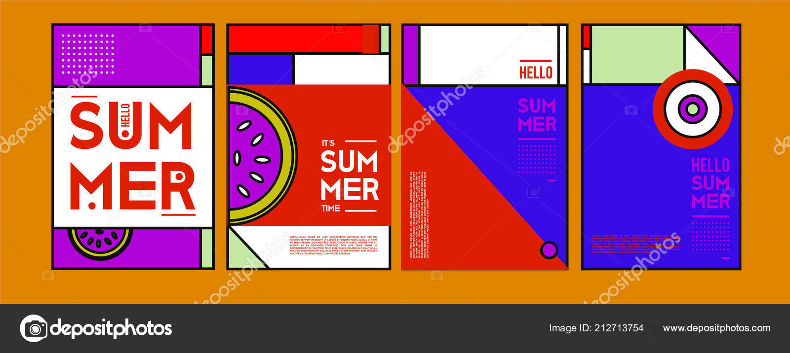 Summer Colorful Poster Design Template Set Summer Sale Background ...