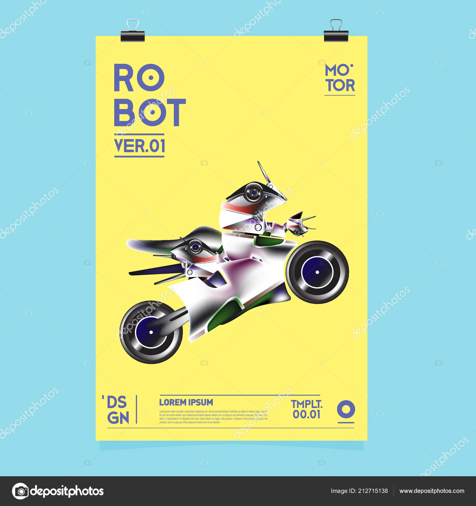 Vector Realistic Robot Illustration Robot Toy Design Festival Poster ...