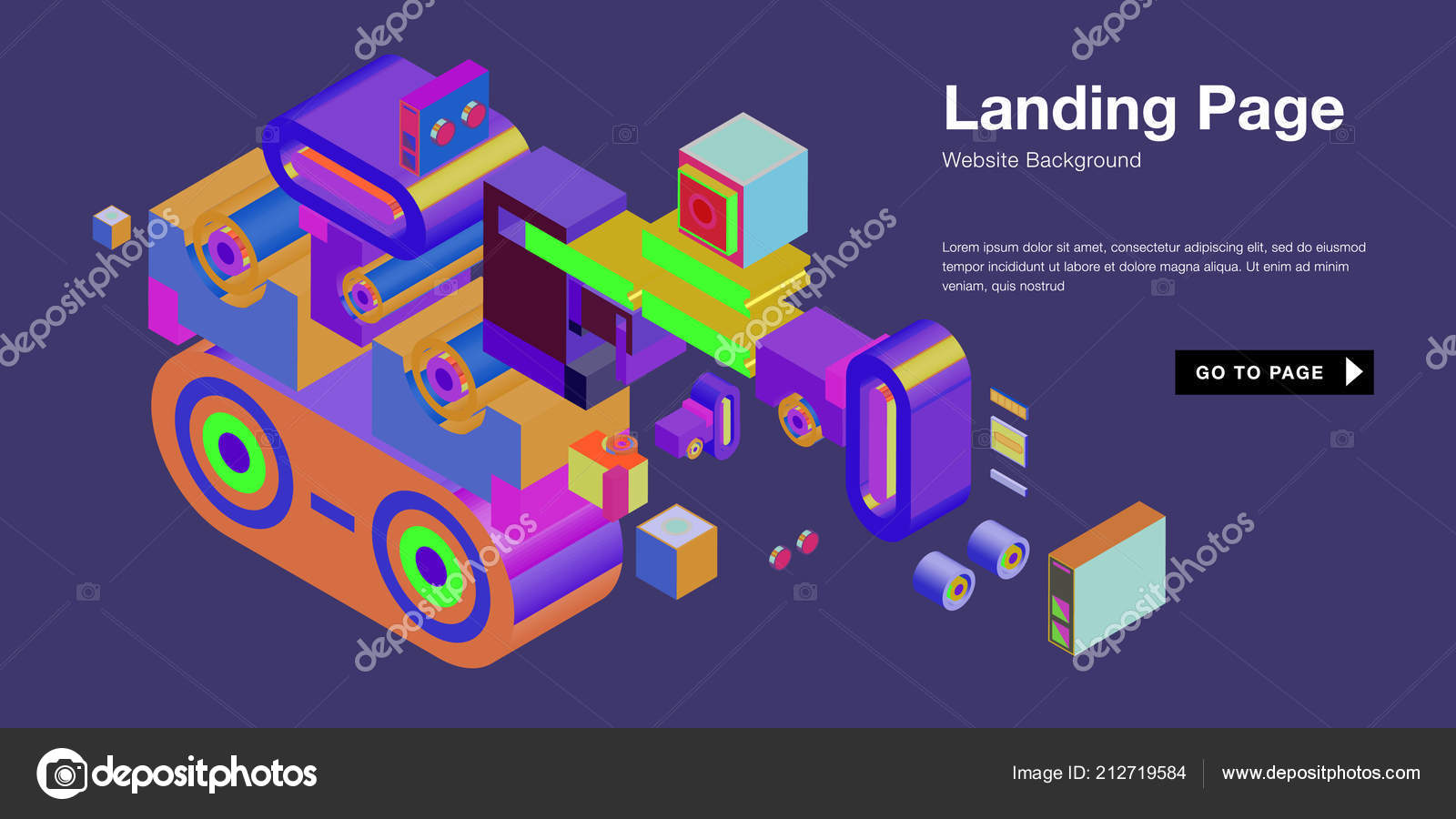 Colorful Isometric Website Background Template Trendy Isometric ...