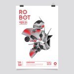 Vector Realistic Robot Illustration Robot Toy Design Festival Poster ...