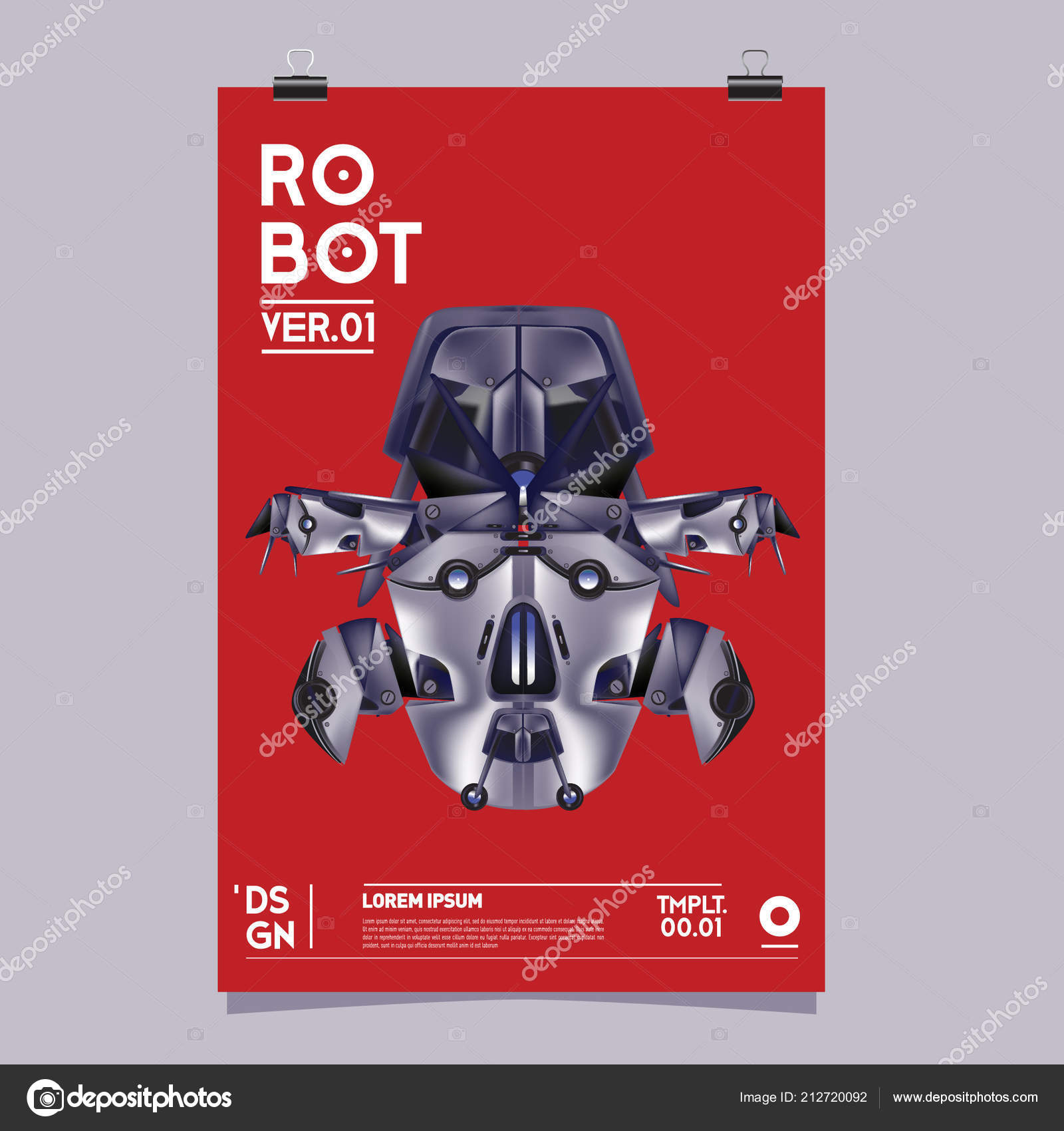 Vector Realistic Robot Illustration Robot Toy Design Festival Poster ...
