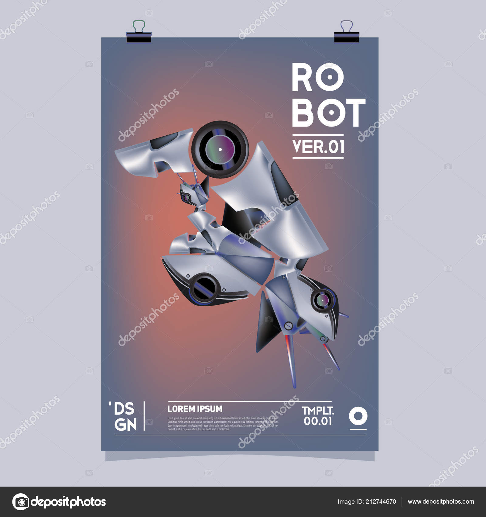 Vector Realistic Robot Illustration Robot Toy Design Festival Poster ...