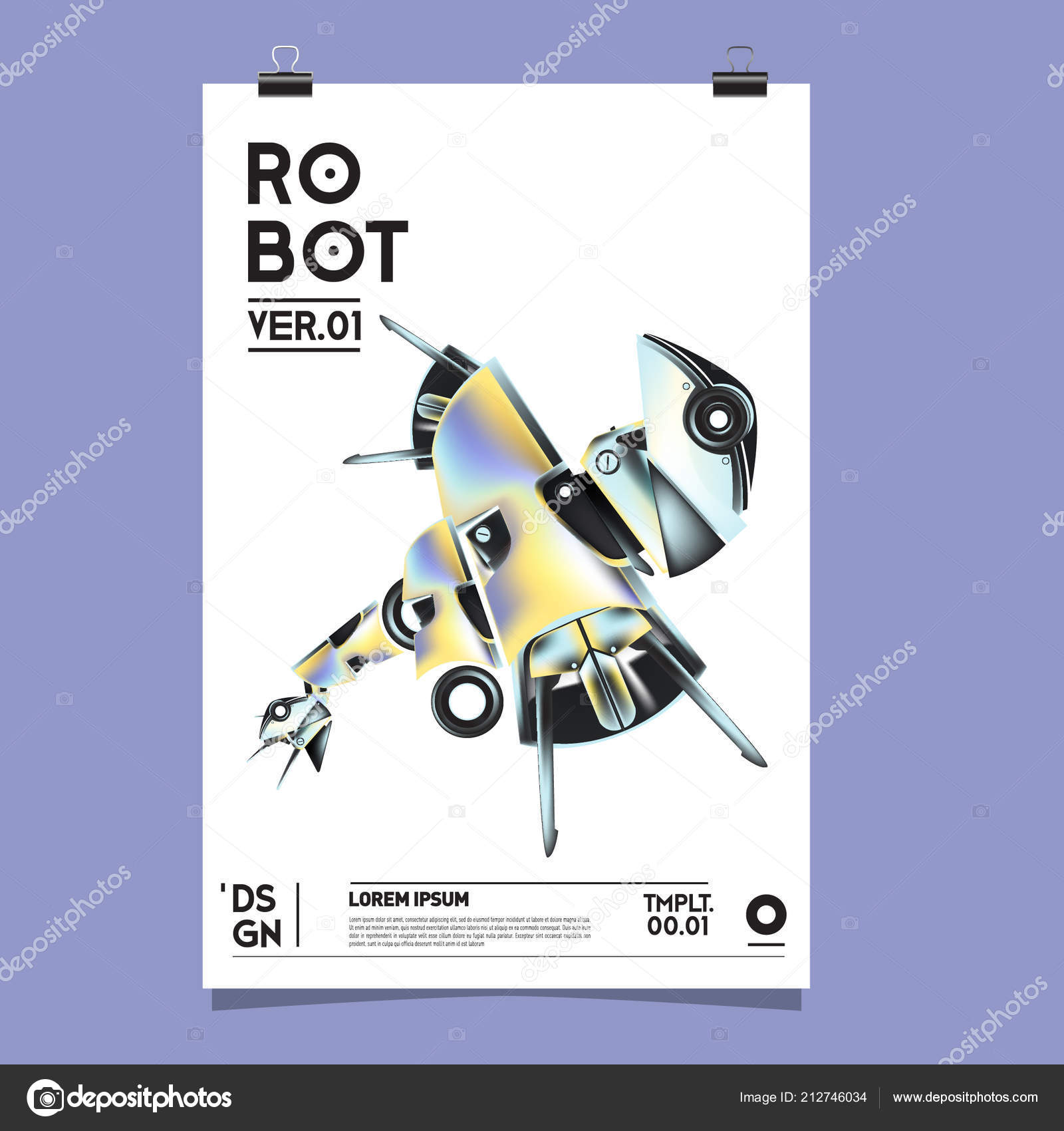 Vector Realistic Robot Illustration Robot Toy Design Festival Poster ...