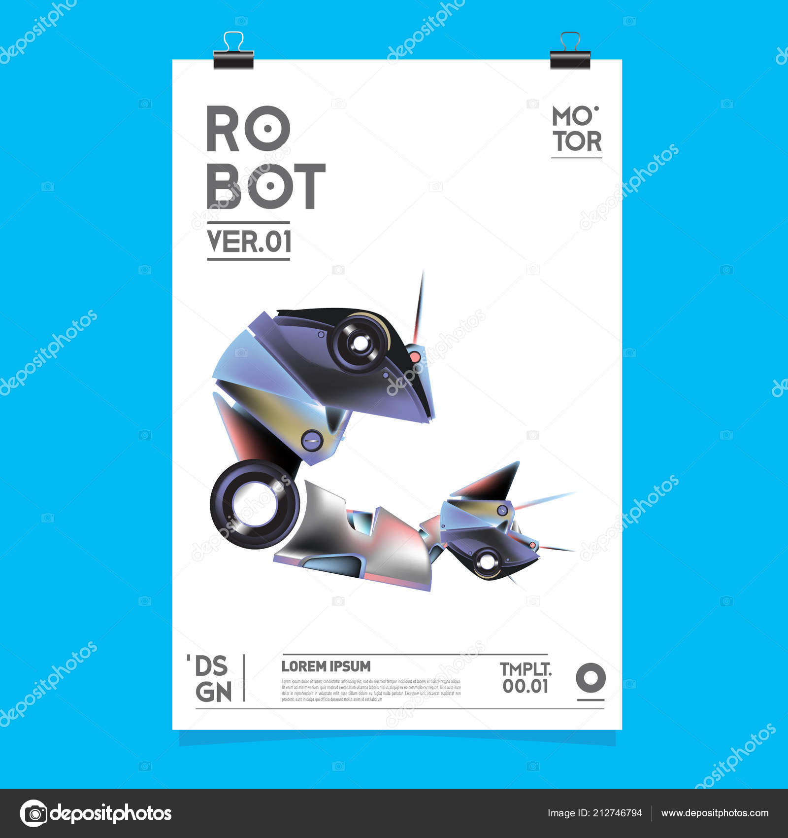 Vector Realistic Robot Illustration Robot Toy Design Festival Poster ...