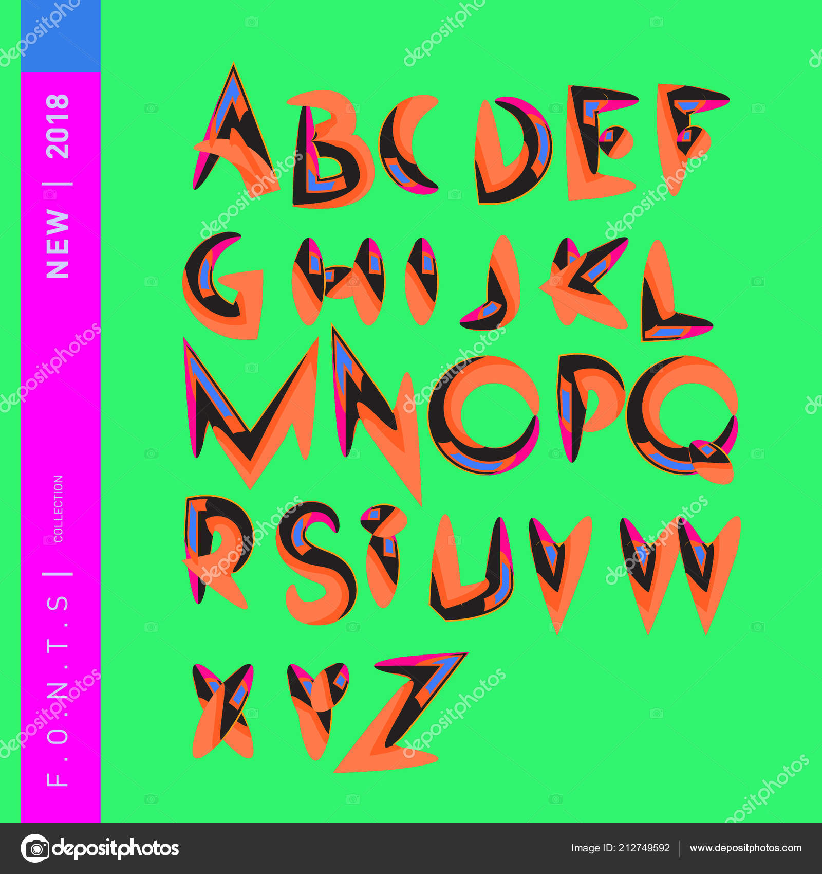 Vector Abstract Colorful Font Alphabet Stock Vector by ©rebermant 212749592