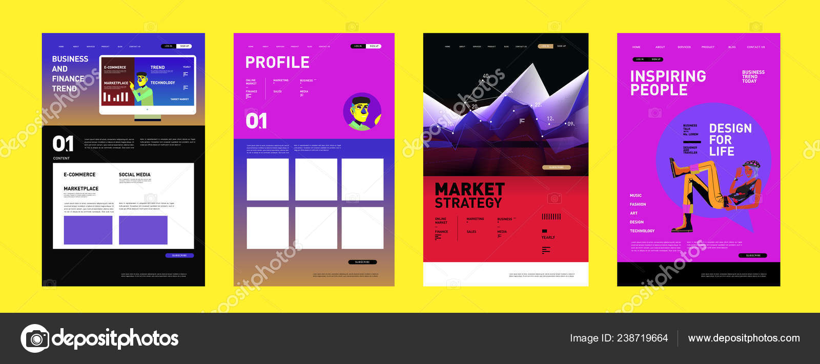 Presentation Website Interface Layout Design Template Business Finance ...