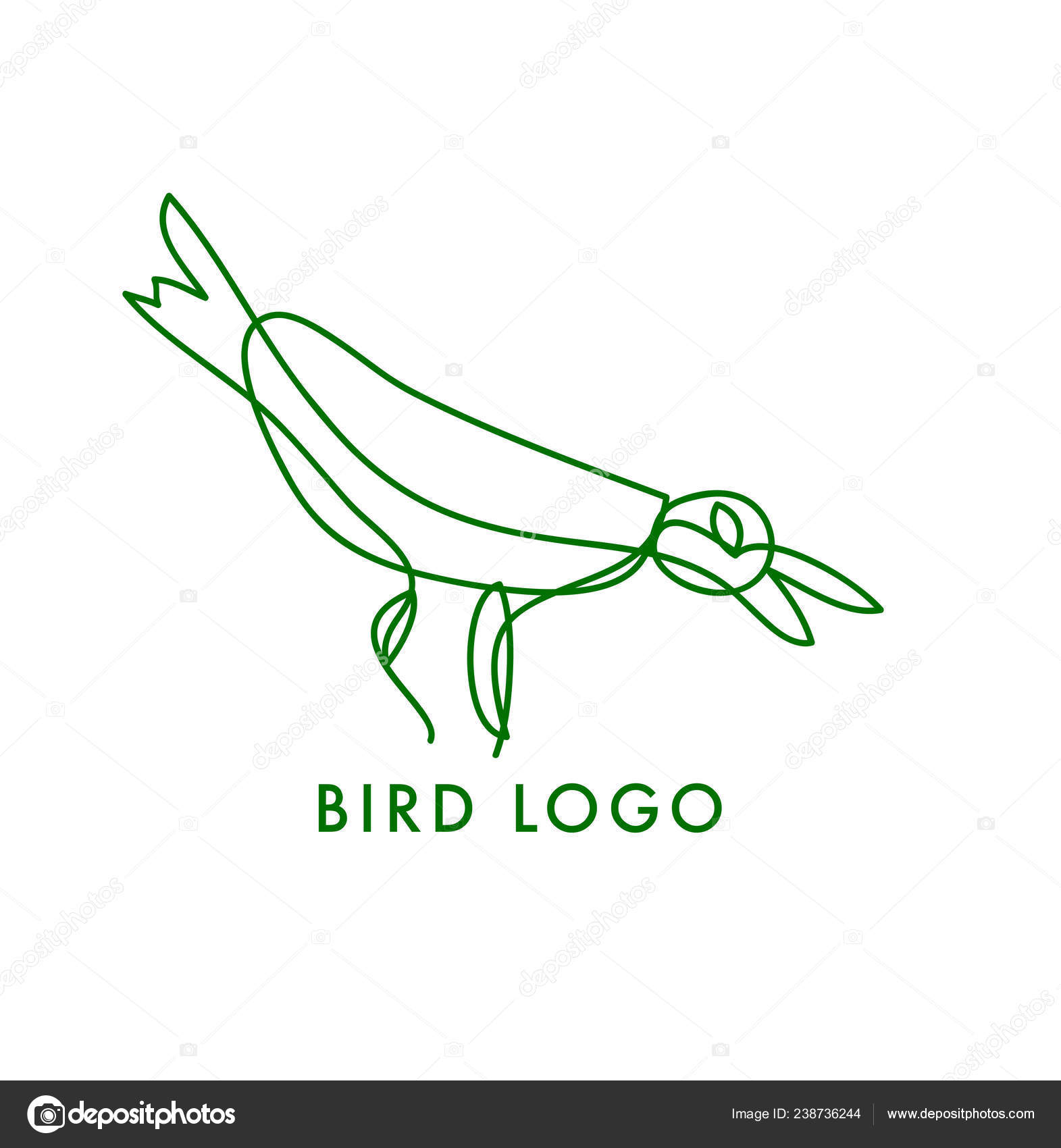 Bird Logo Line Art Drawing Simple Minimalist Stock Vector Image by ...