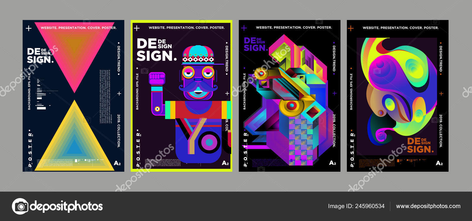 Cover Poster Design Template Magazine Trendy Vector Typography Colorful ...
