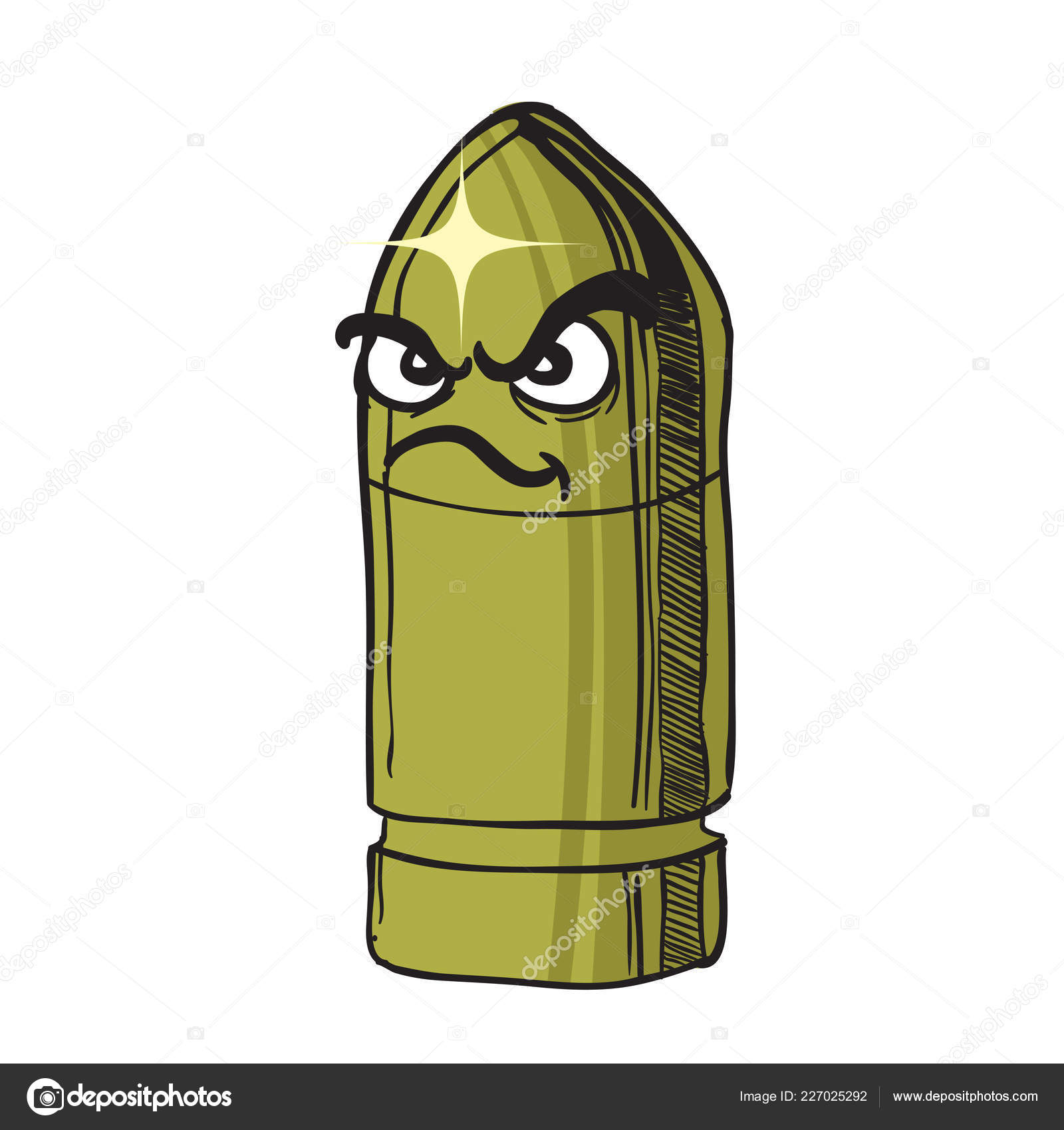 Angry Bullet Cartoon Illustration Isolated White Stock Vector by ...