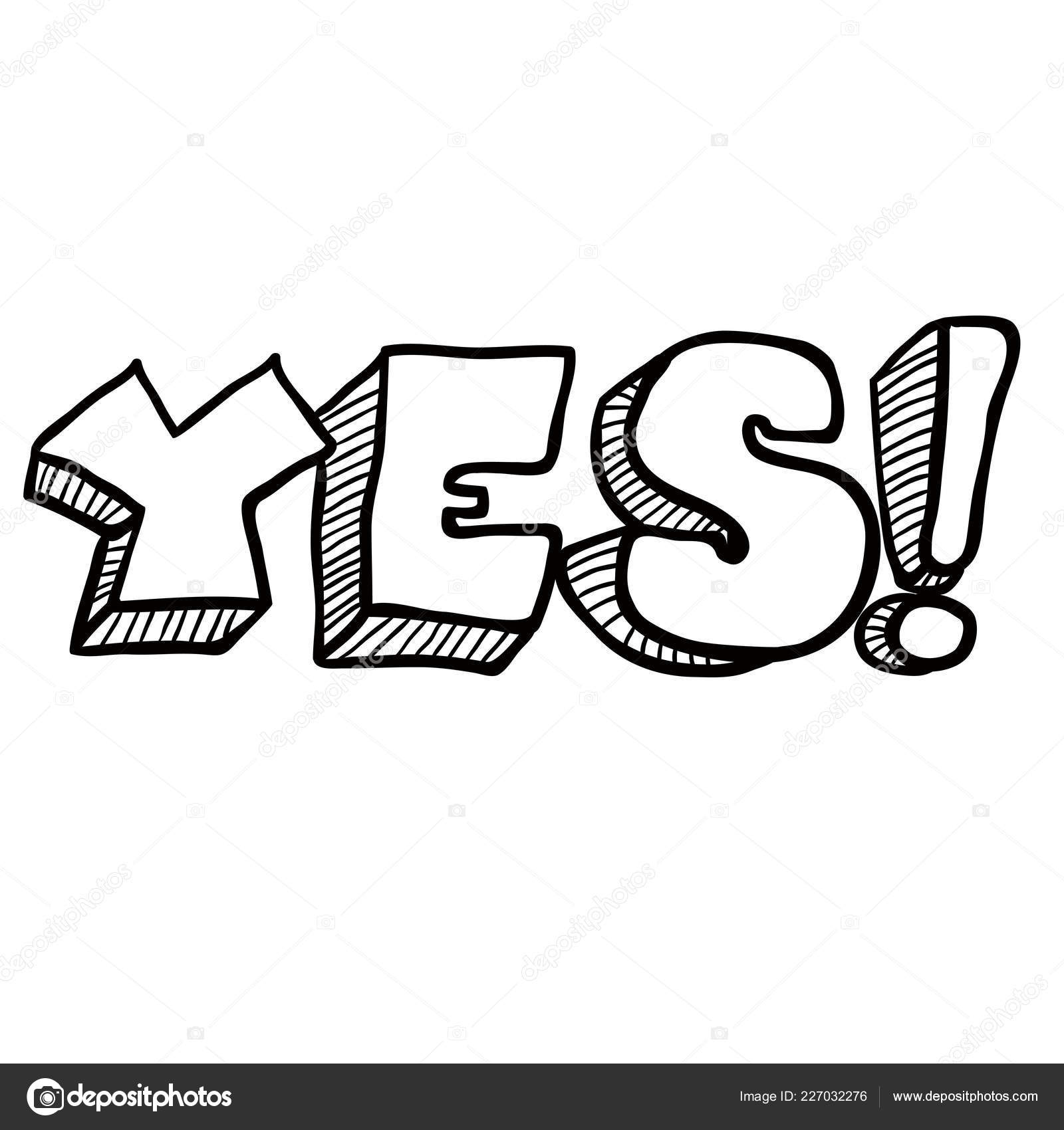 Black White Yes Word Cartoon Illustration Stock Vector Image by ©ainsel ...