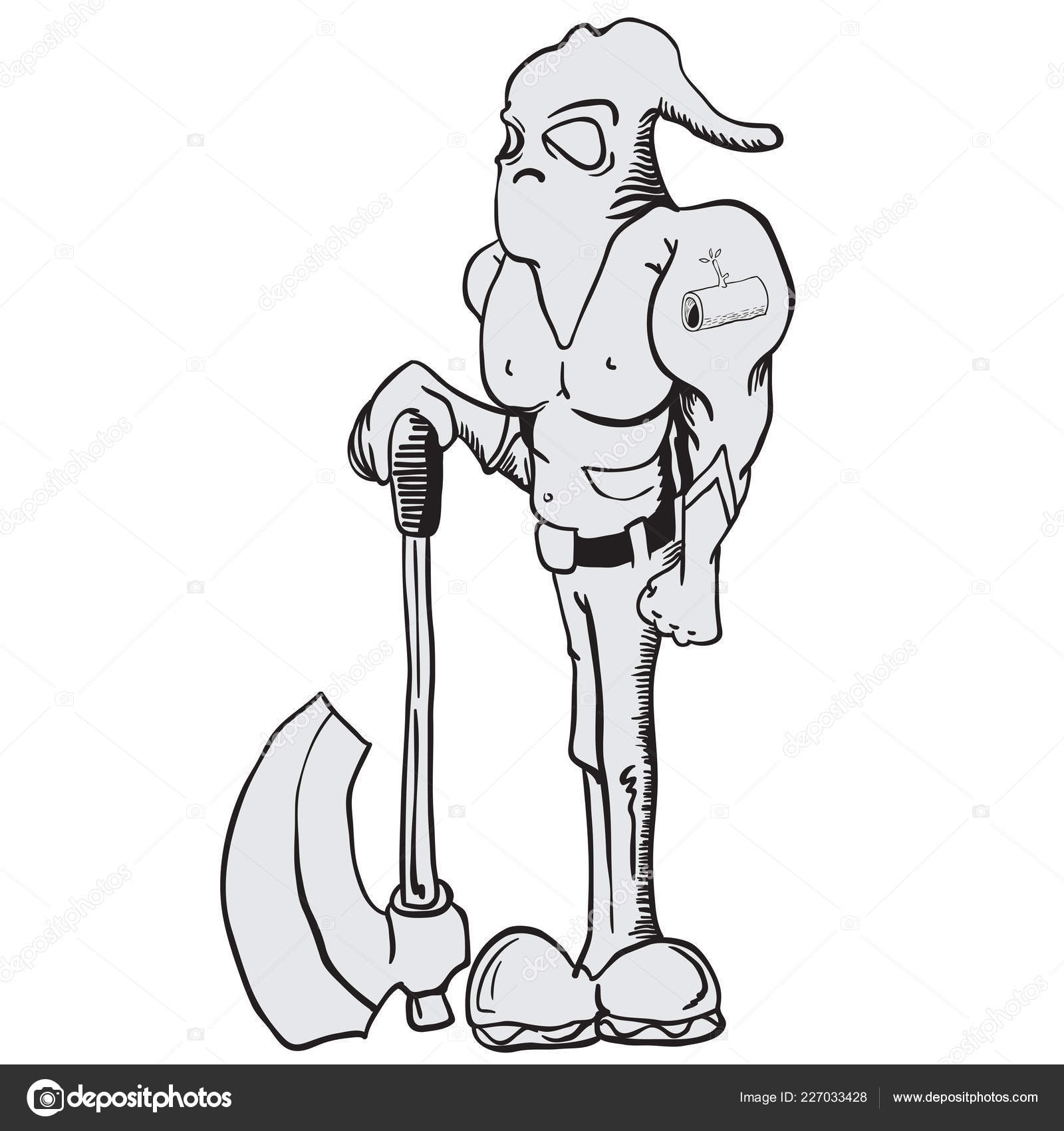 Ilustración Dibujos Animados Del Verdugo Con Hacha Vector de stock ...