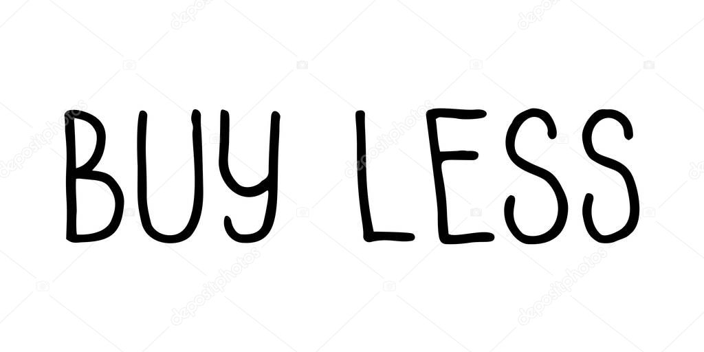 Compra menos letras. Señal vectorial dibujada a mano. 2022