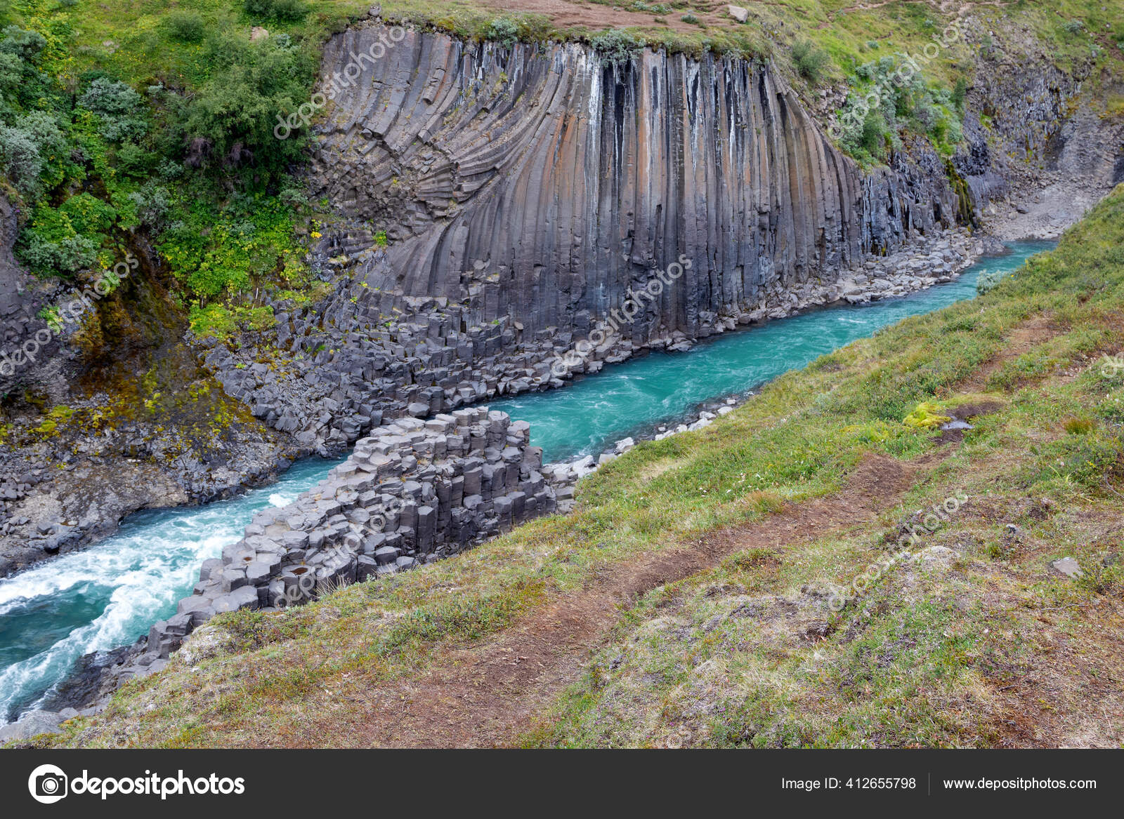 Impresionante Vista Del Cañón Studlagil Valle Jokuldalur Islandia ... Impresionante Vista Del Cañón Studlagil Valle Jokuldalur Islandia ...