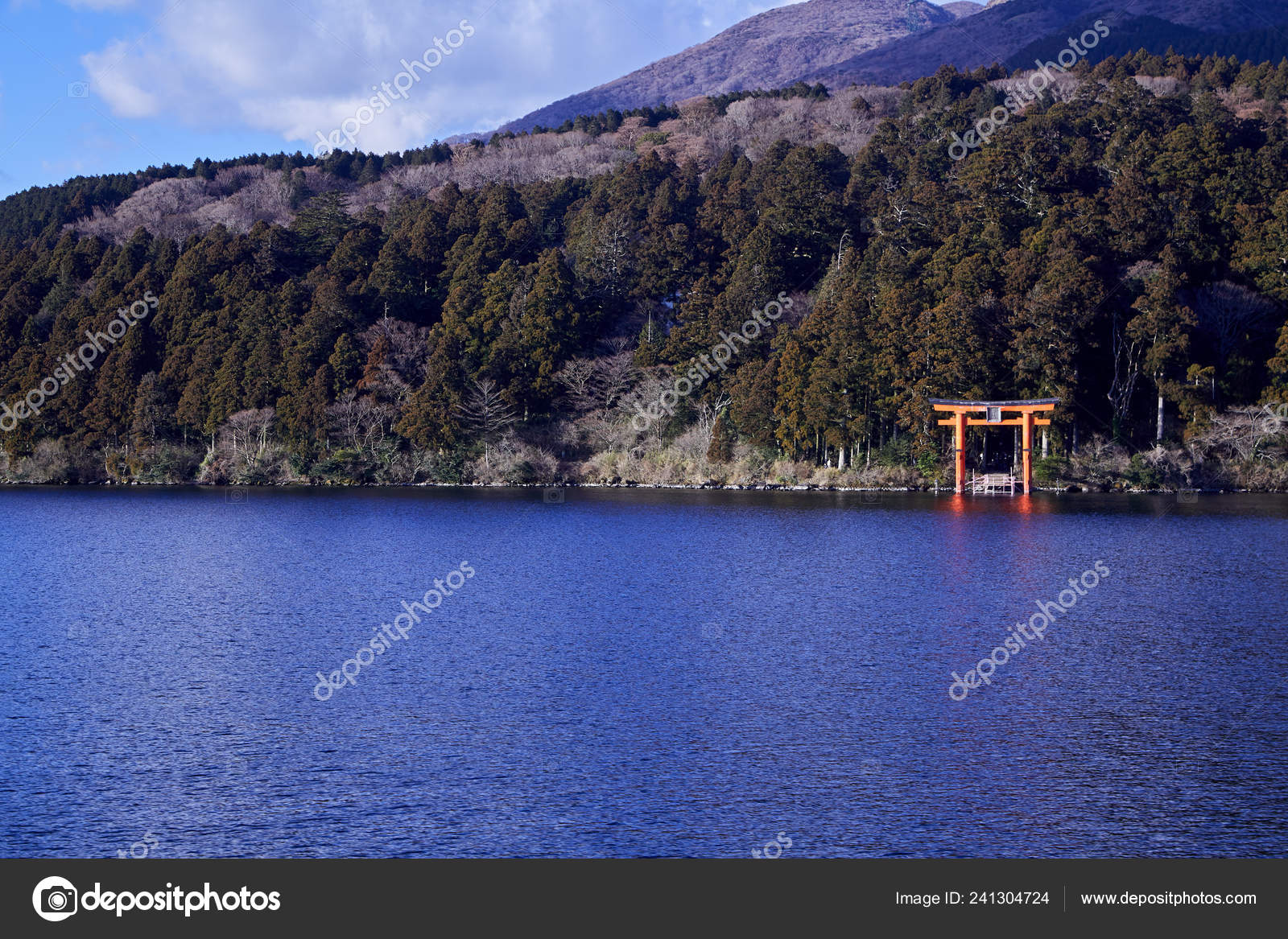 Mount Fuji Big Red Torii Gate Hakone Shrine Ashinoko Lake — Stock ...