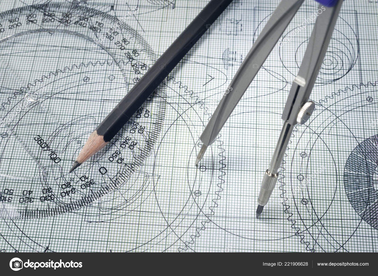 Drawing Protractor Pencil Stock Photo by ©Photodsotiroff 221906628
