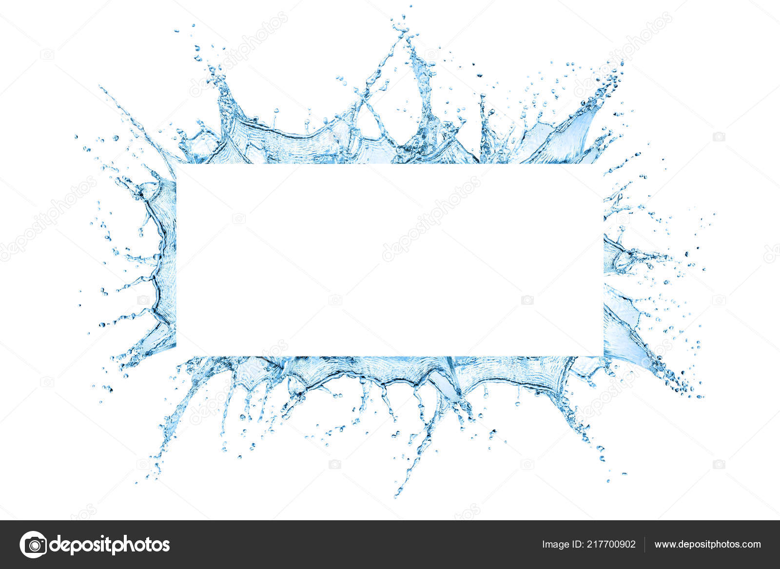 Water Splash Frame Design Copy Space Isolated White Background — Stock ...