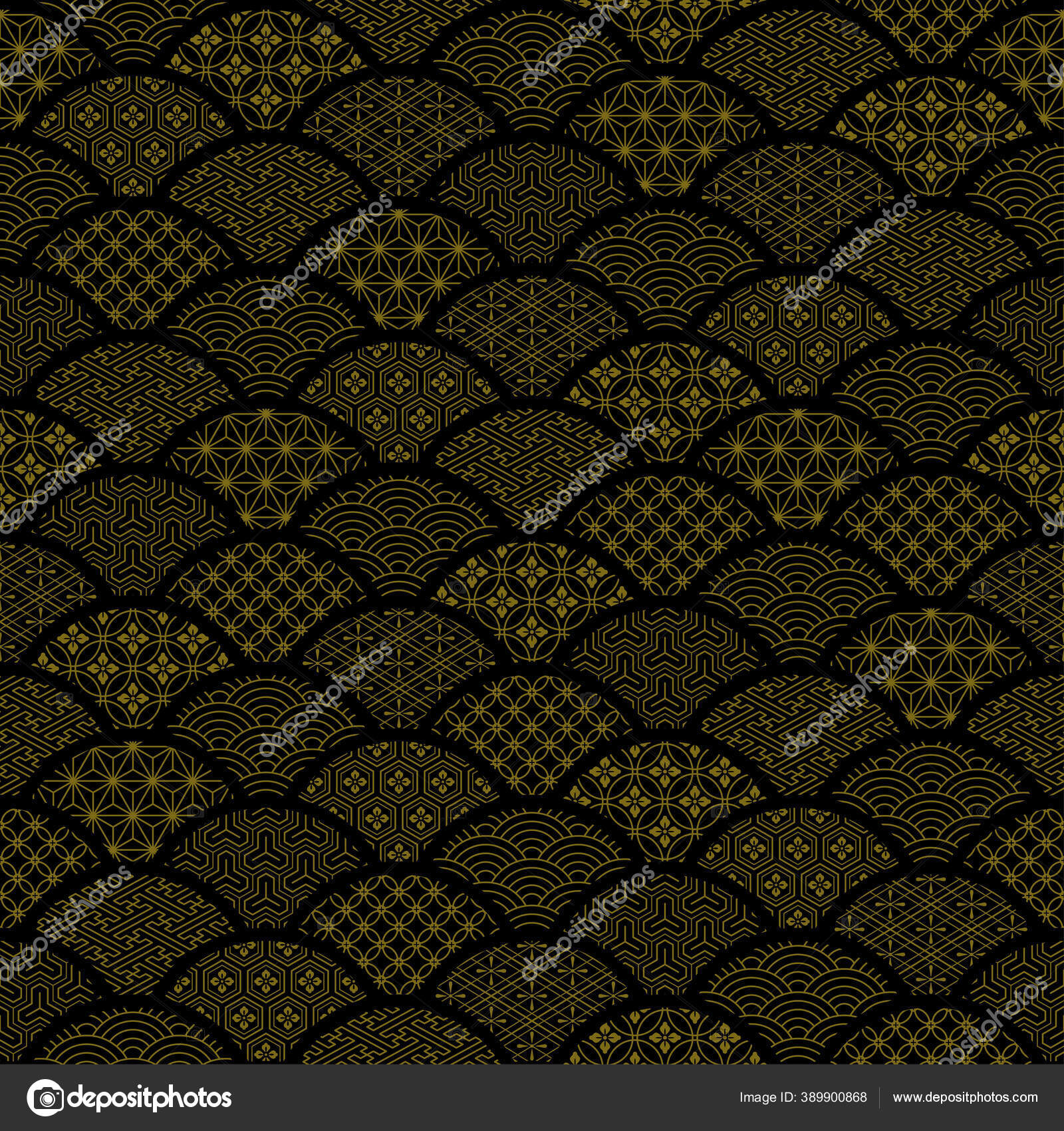 Black Wave Background Japanese Traditional Design Stock Vector by ...