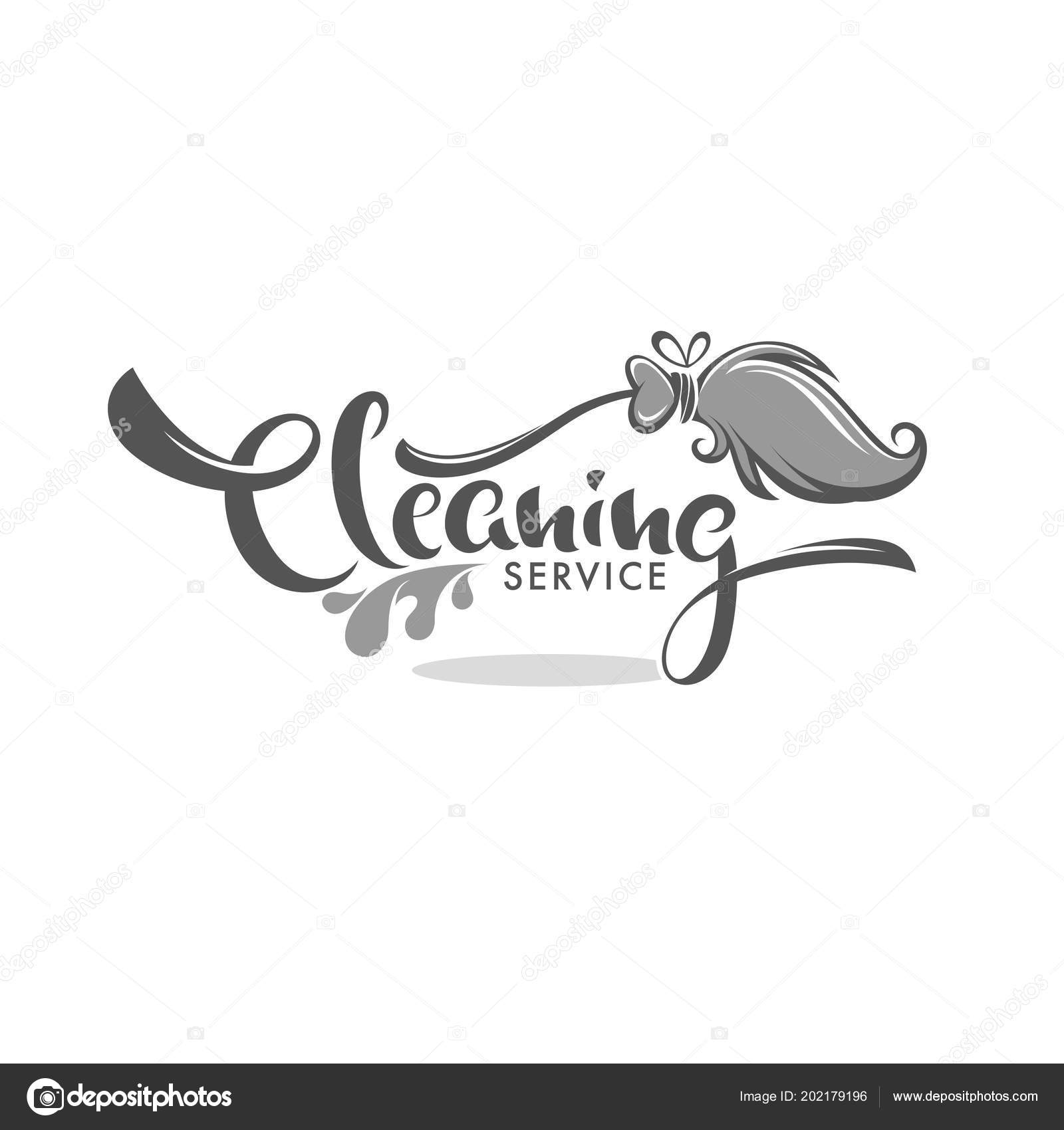 Monochrome Clean Lettering Logo Label Emblem Your Cleaning Service ...