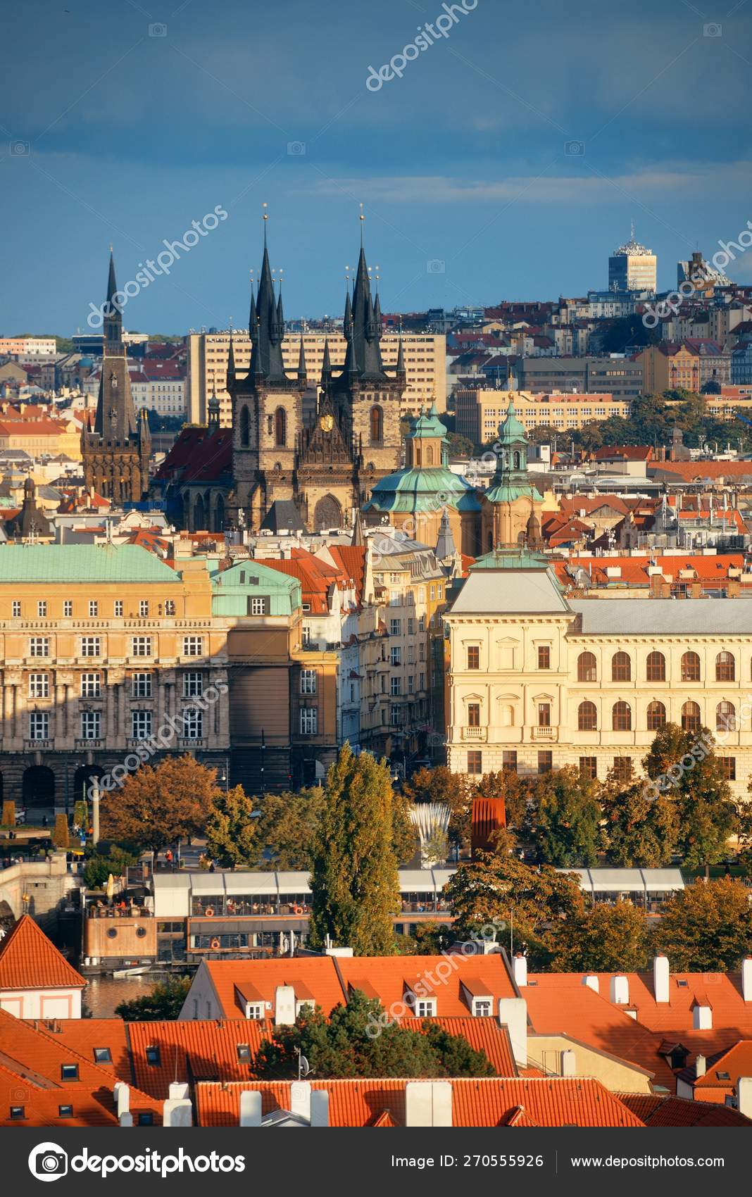 Prague Skyline Rooftop View Historical Buildings Czech Republic Stock ...
