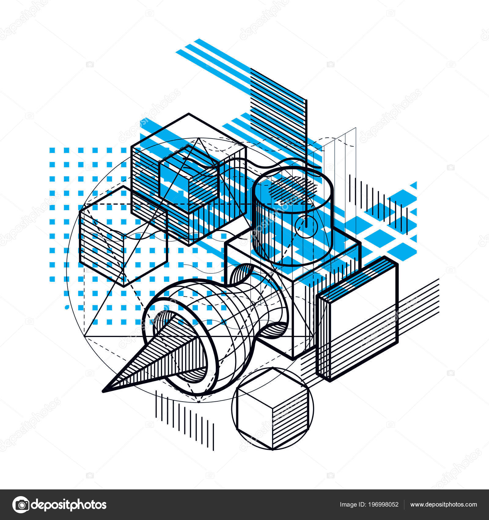 Abstract Isometric Lines Shapes Background Stock Vector Image by ...