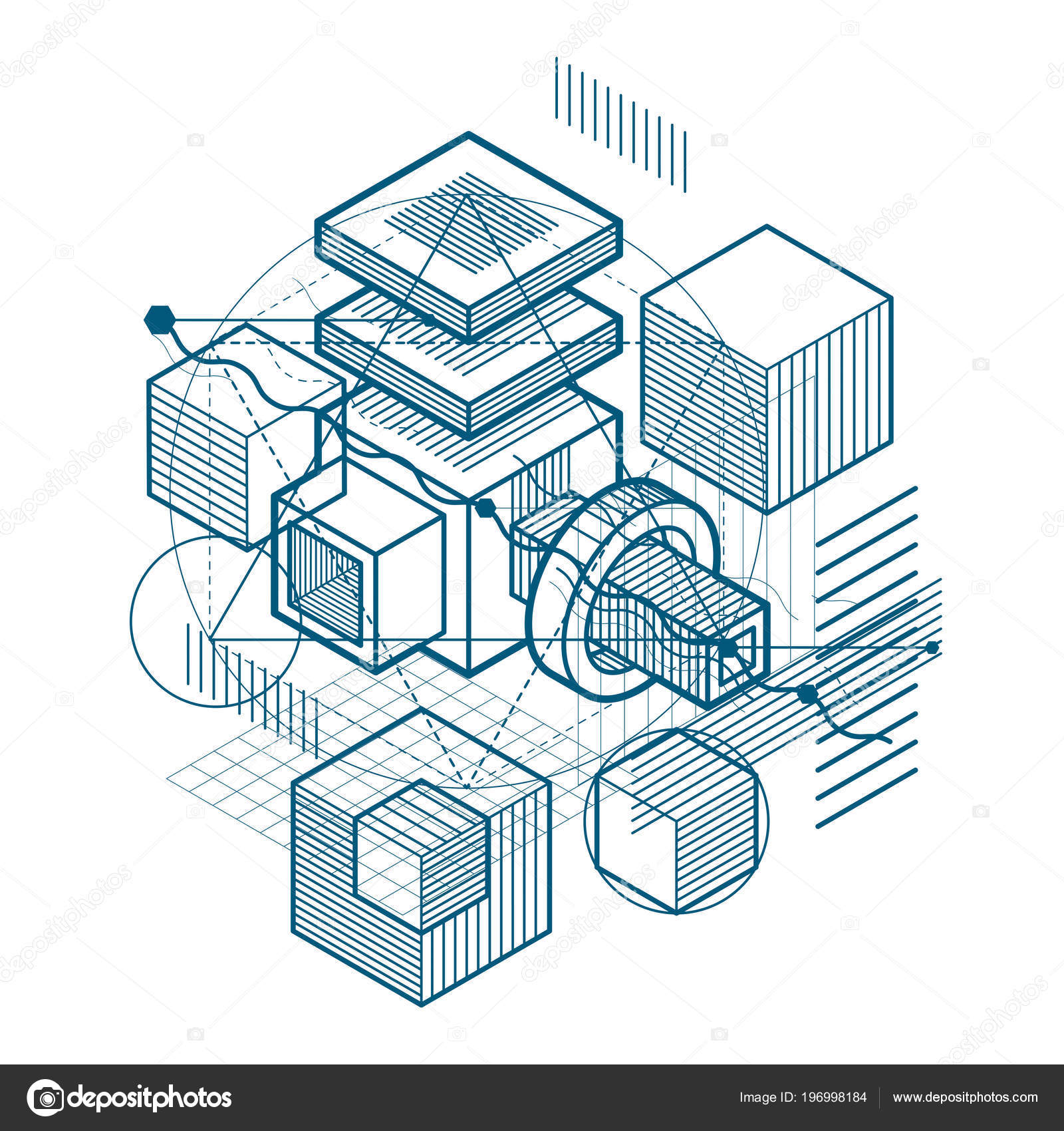 Abstract Isometric Lines Shapes Background Stock Vector by ©Ostapius ...