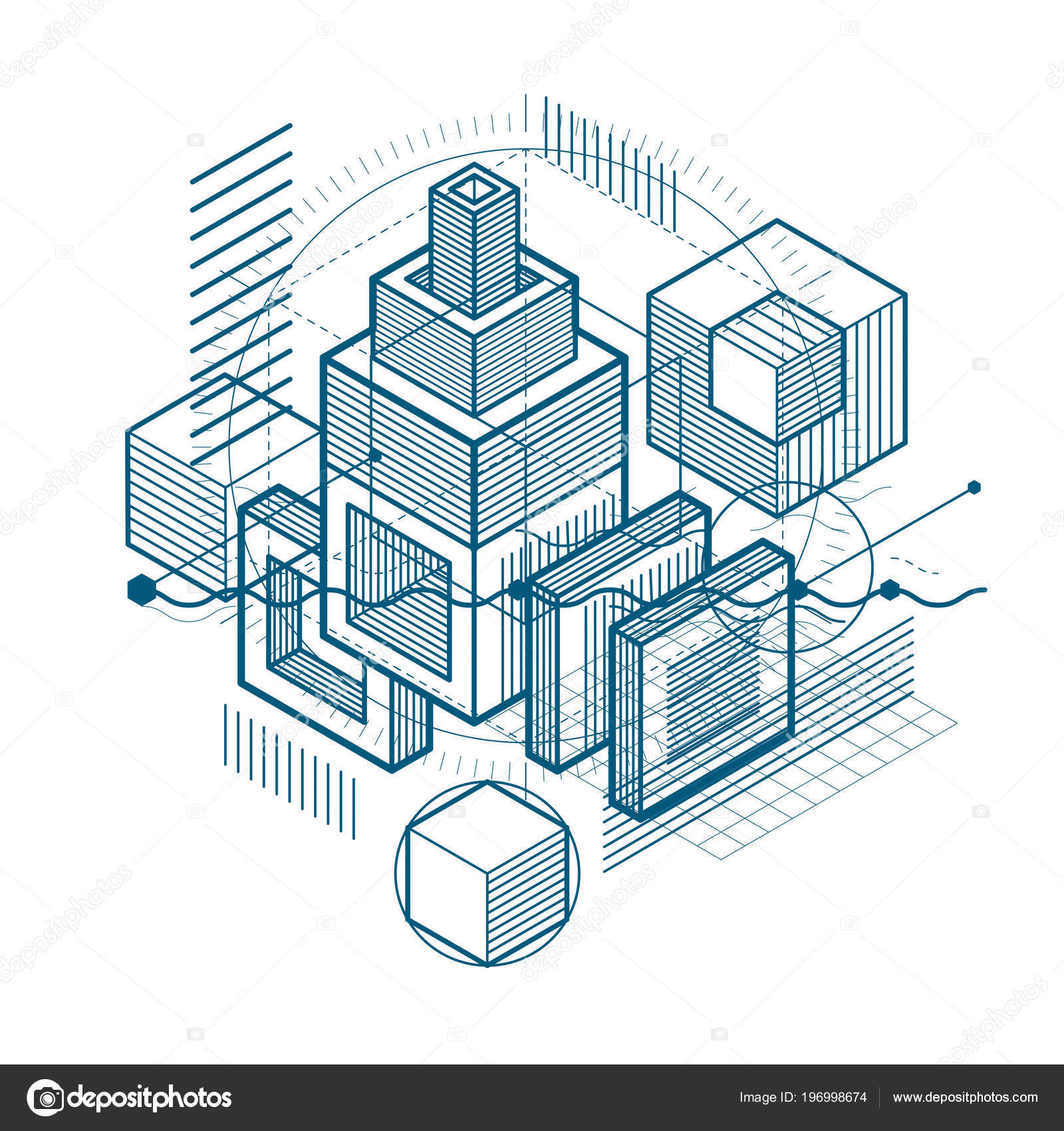 Abstract Isometric Lines Shapes Background Stock Vector by ©Ostapius ...