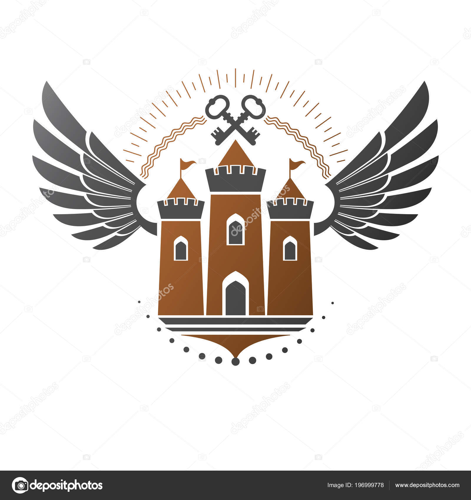 Ancient Citadel Emblem Isolated White Background Stock Vector Image by ...