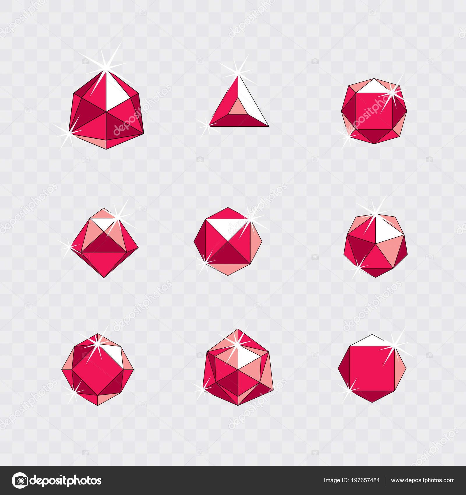 Set Vector Glossy Red Ruby Gems Illustrations Creative Business Logo ...