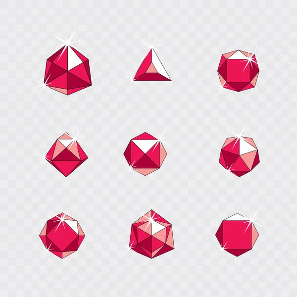 Set Vector Glossy Red Ruby Gems Illustrations Creative Business Logo ...