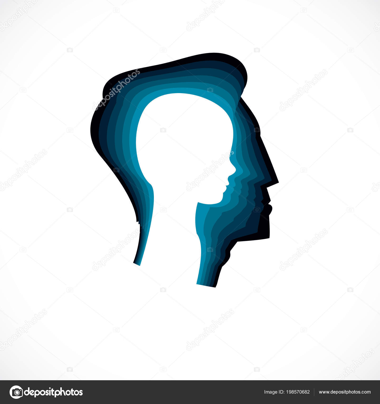 Psychology Mental Health Vector Design Created Man Head Profile Little ...