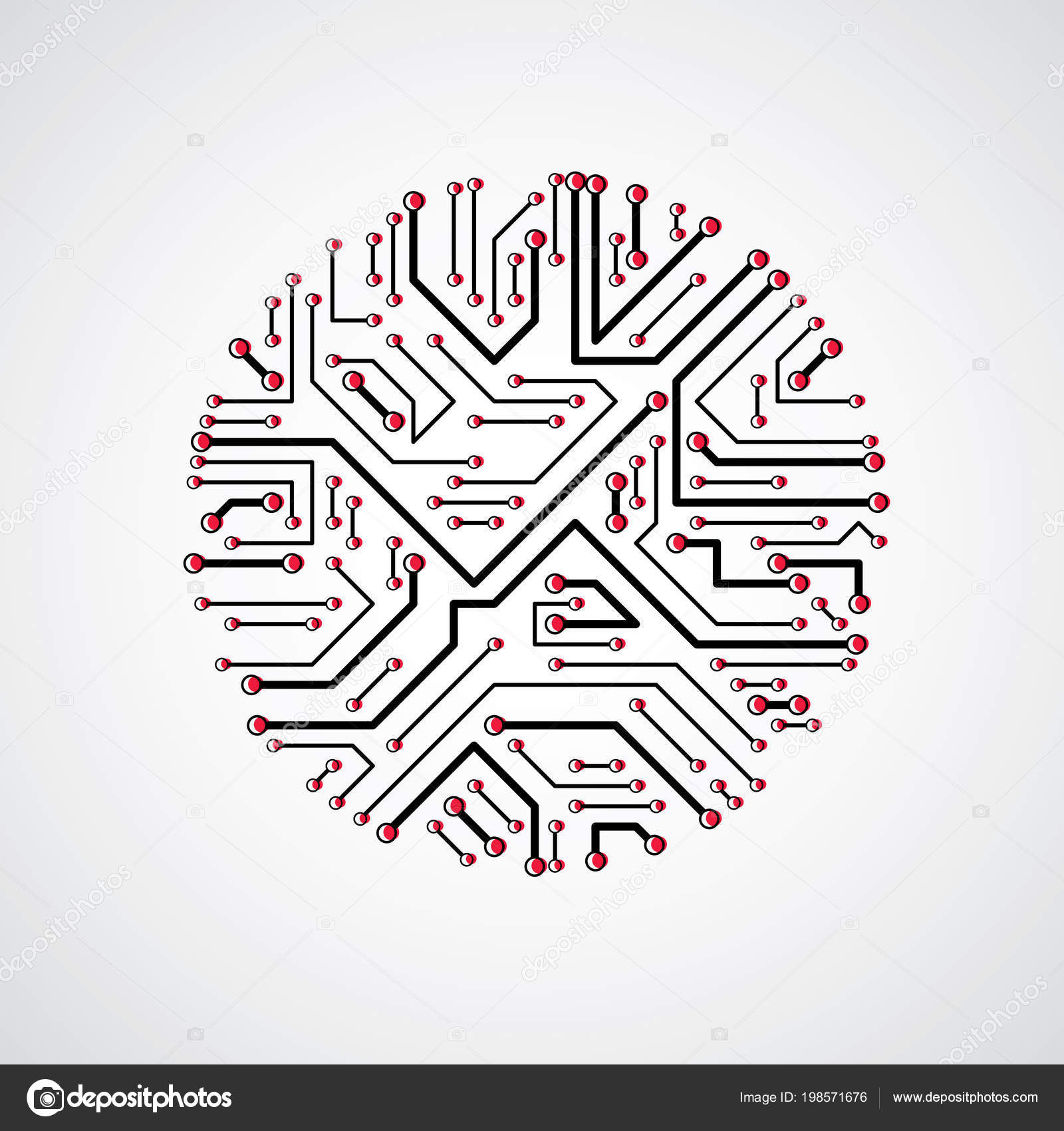 Vector Abstract Computer Circuit Board Illustration Monochrome Technology Element Connections