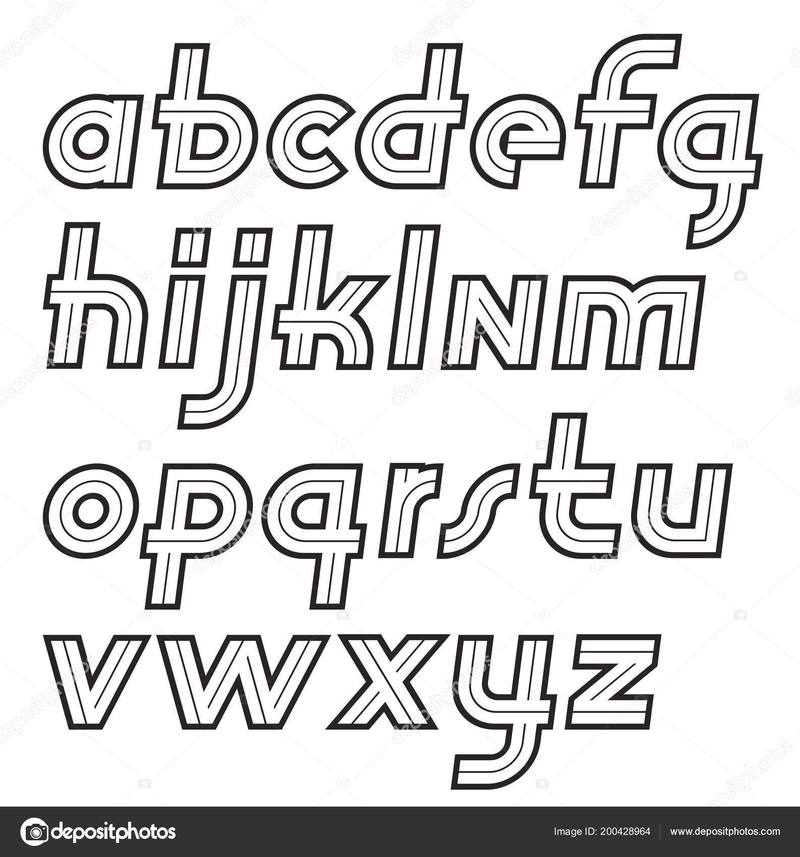 Vector Retro 70S Lower Case English Alphabet Letters Collection Can ...