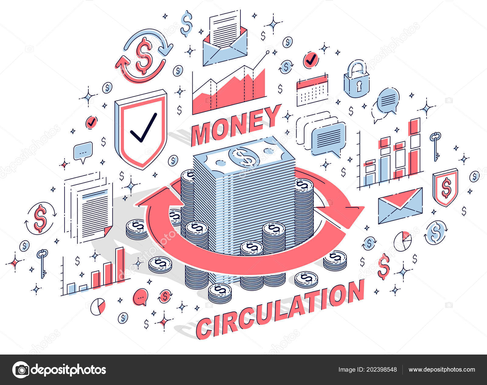 Money Circulation Return Investment Currency Exchange Cash Back Money ...