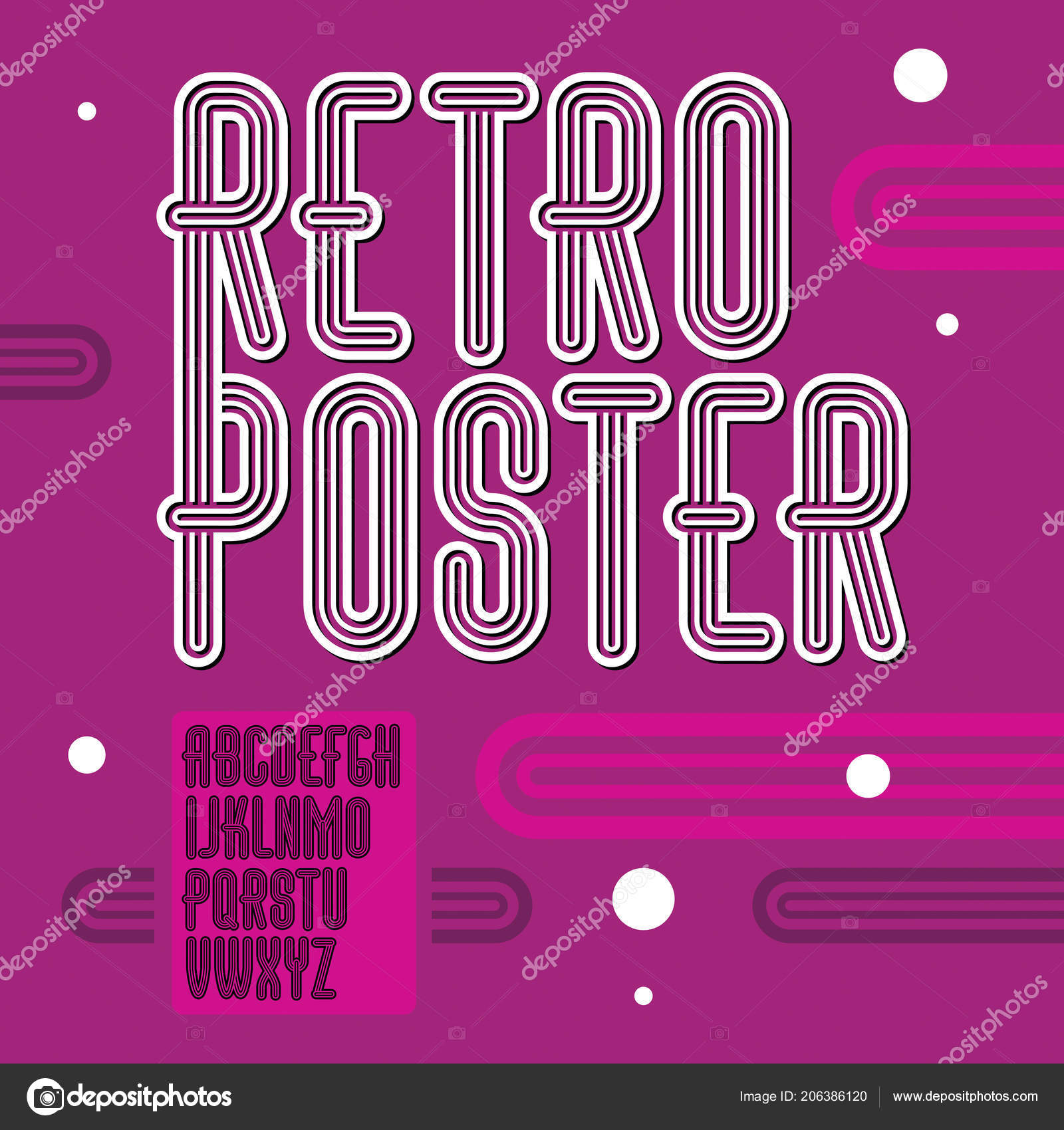 Vector Trendy Retro Uppercase Alphabet Letters Collection Logo Creation ...