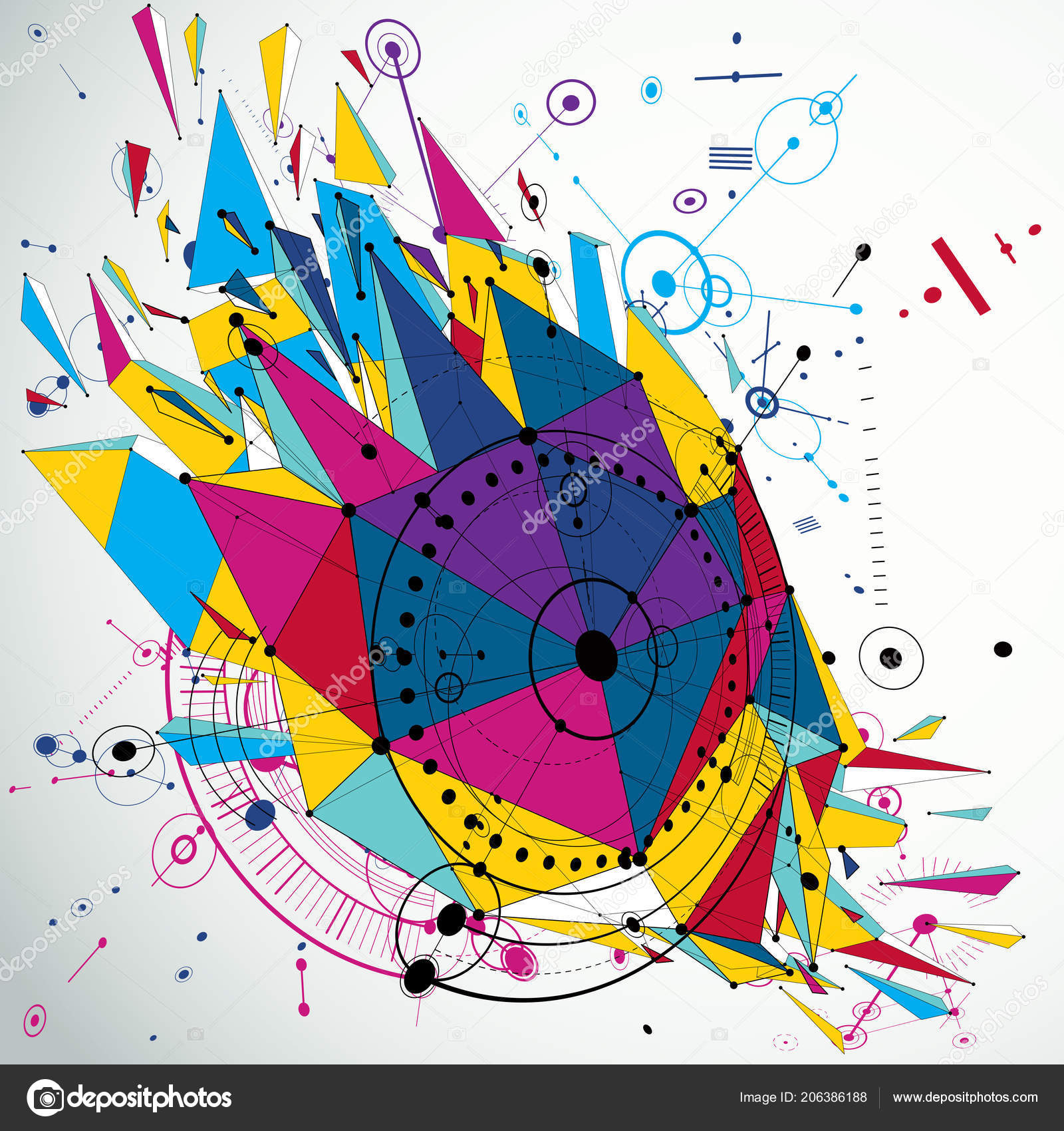 Technical Drawing Made Using Lines Mesh Geometric Circles Colorful ...