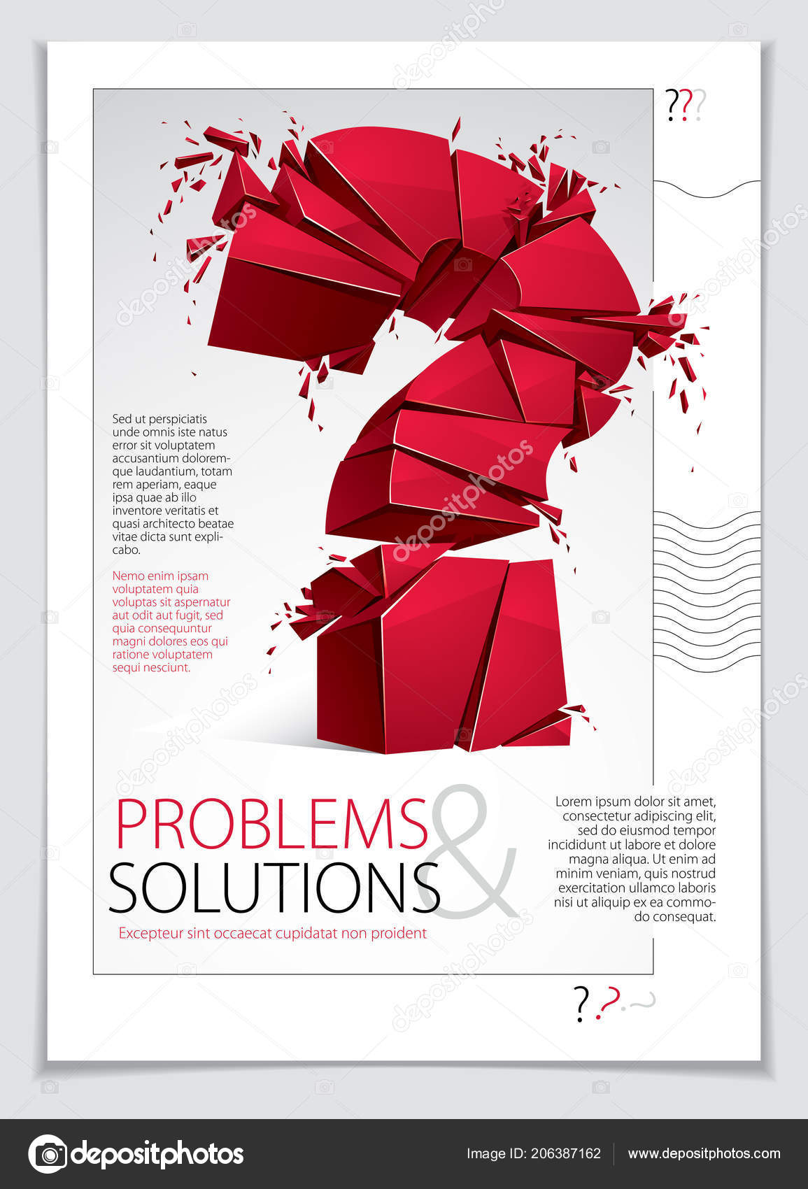 Broken Question Mark Exploding Brochure Query Breaking Pieces Vector ...