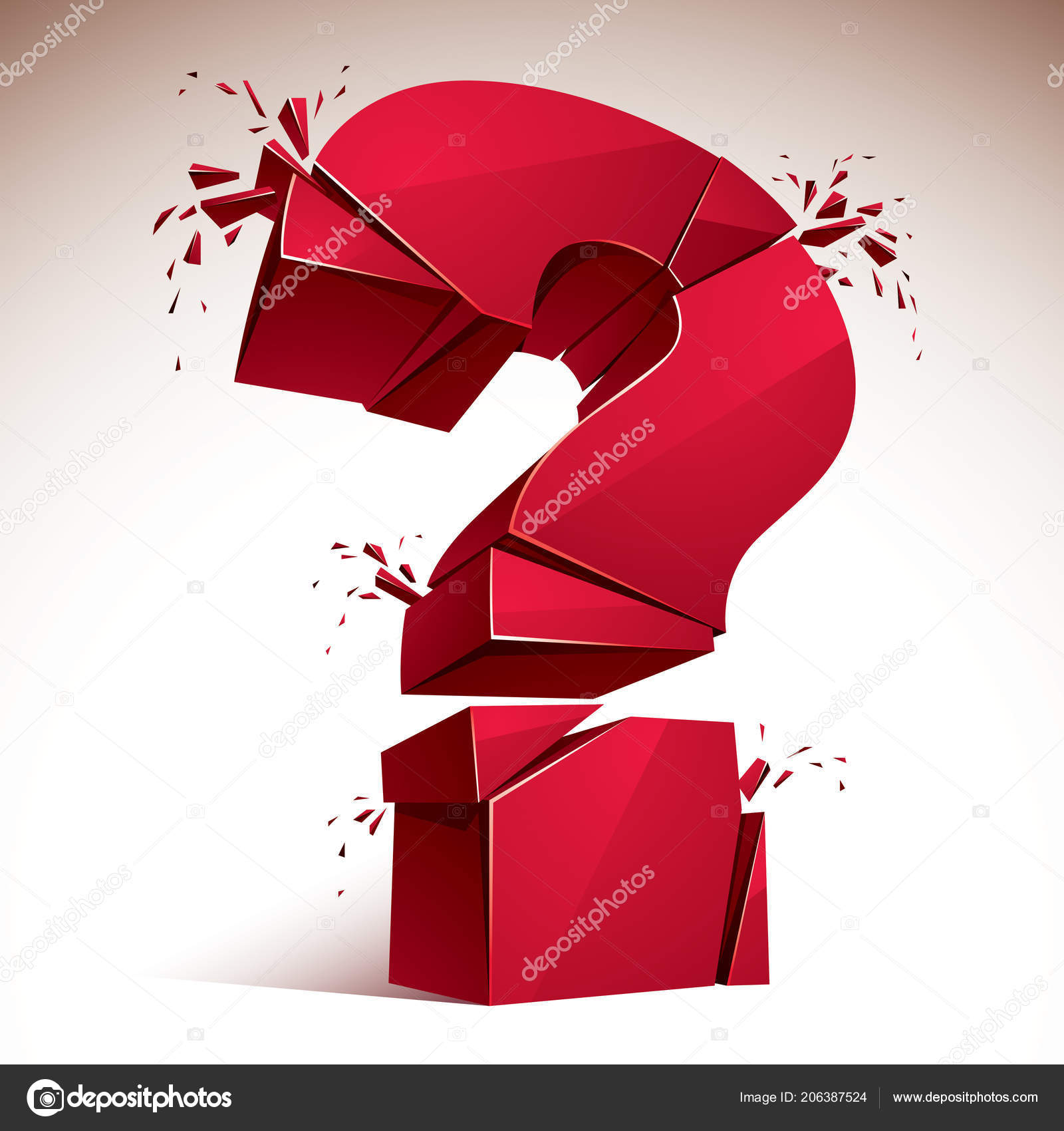 Broken Question Mark Exploding Query Breaking Pieces Vector Realistic ...