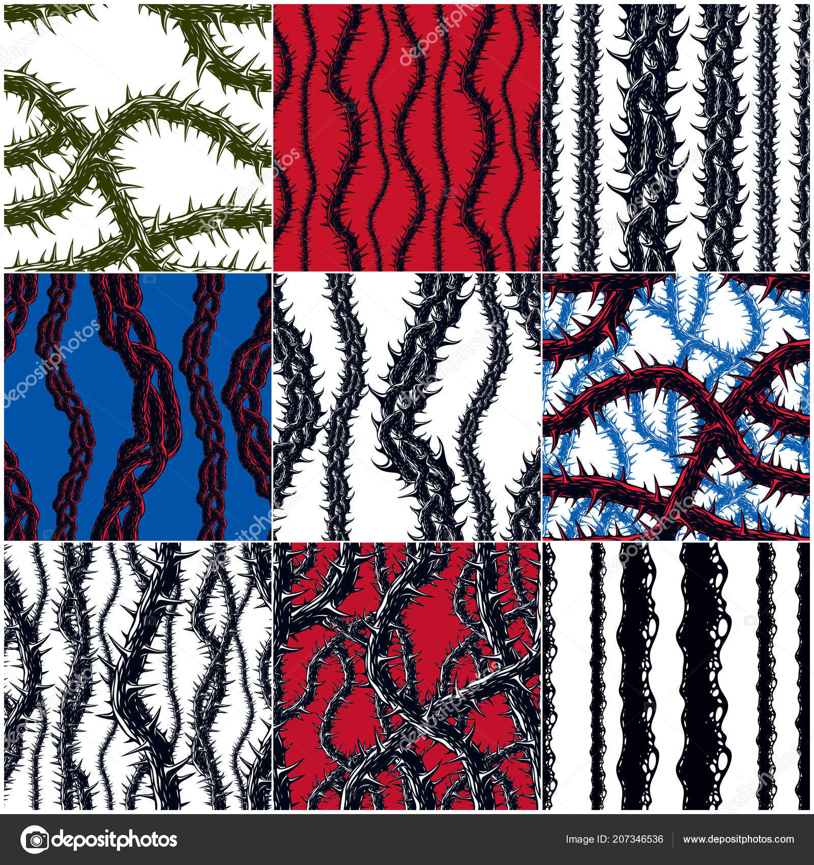 Horror Art Style Seamless Patterns Set Vector Backgrounds Collection ...