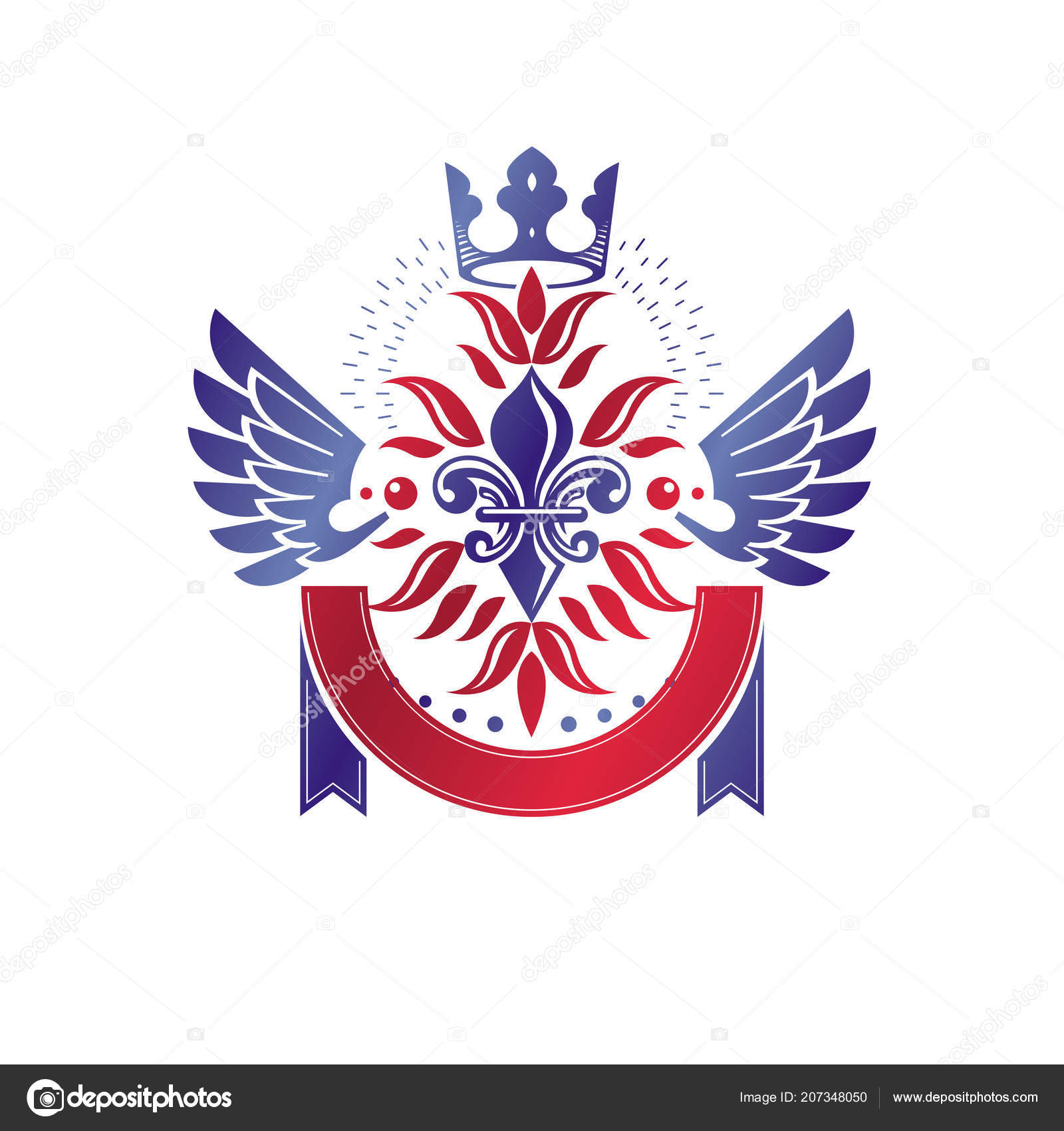 Victorian Emblem Composed Using Lily Flower Monarch Crown Royal Quality ...