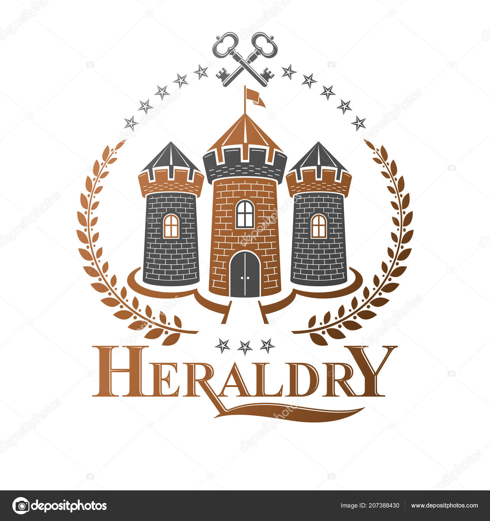 Ancient Castle Emblem Heraldic Coat Arms Decorative Logo Isolated ...