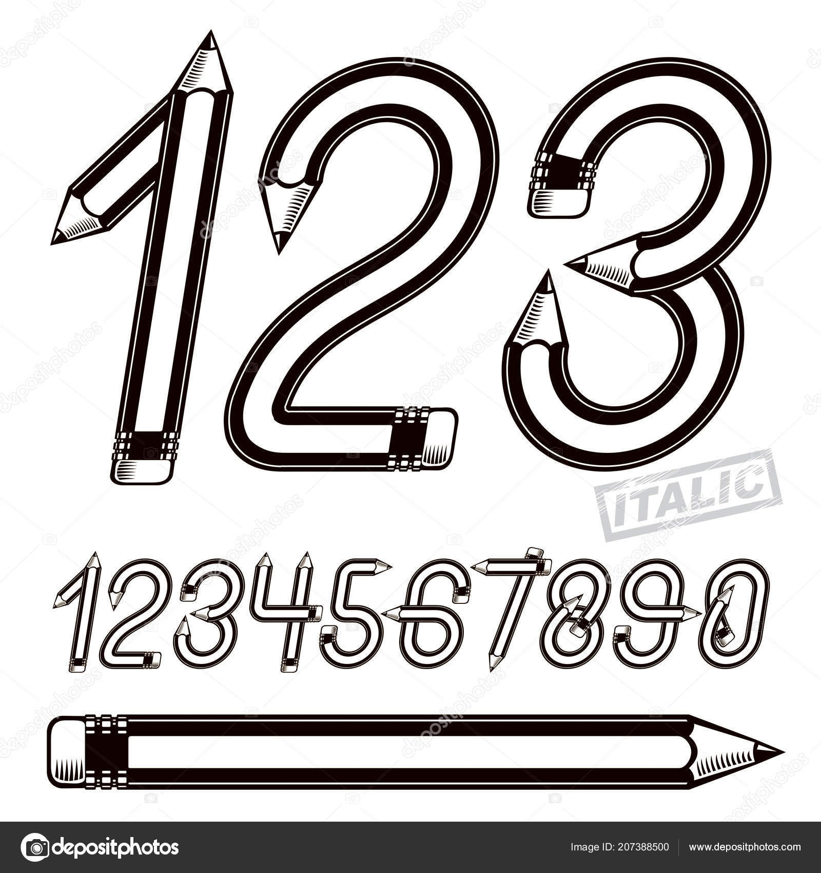 Trendy Numbers Collection Vector Numeration Created Using Stationery ...