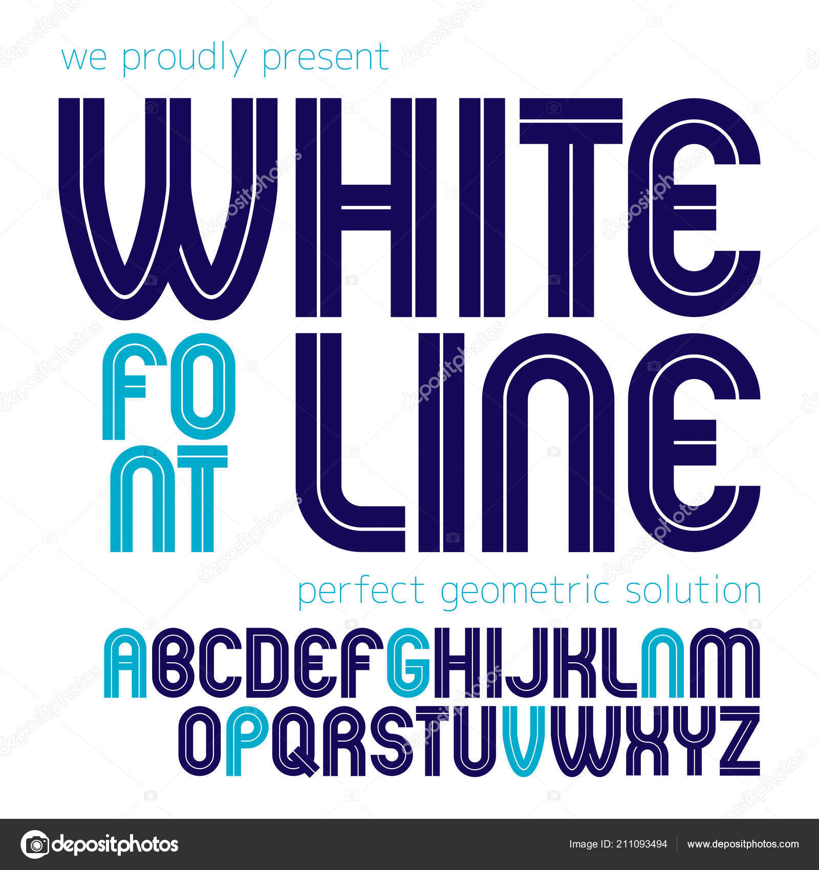Letras Alfabeto Redondeadas Mayúsculas Vectoriales Hechas Con Líneas ...