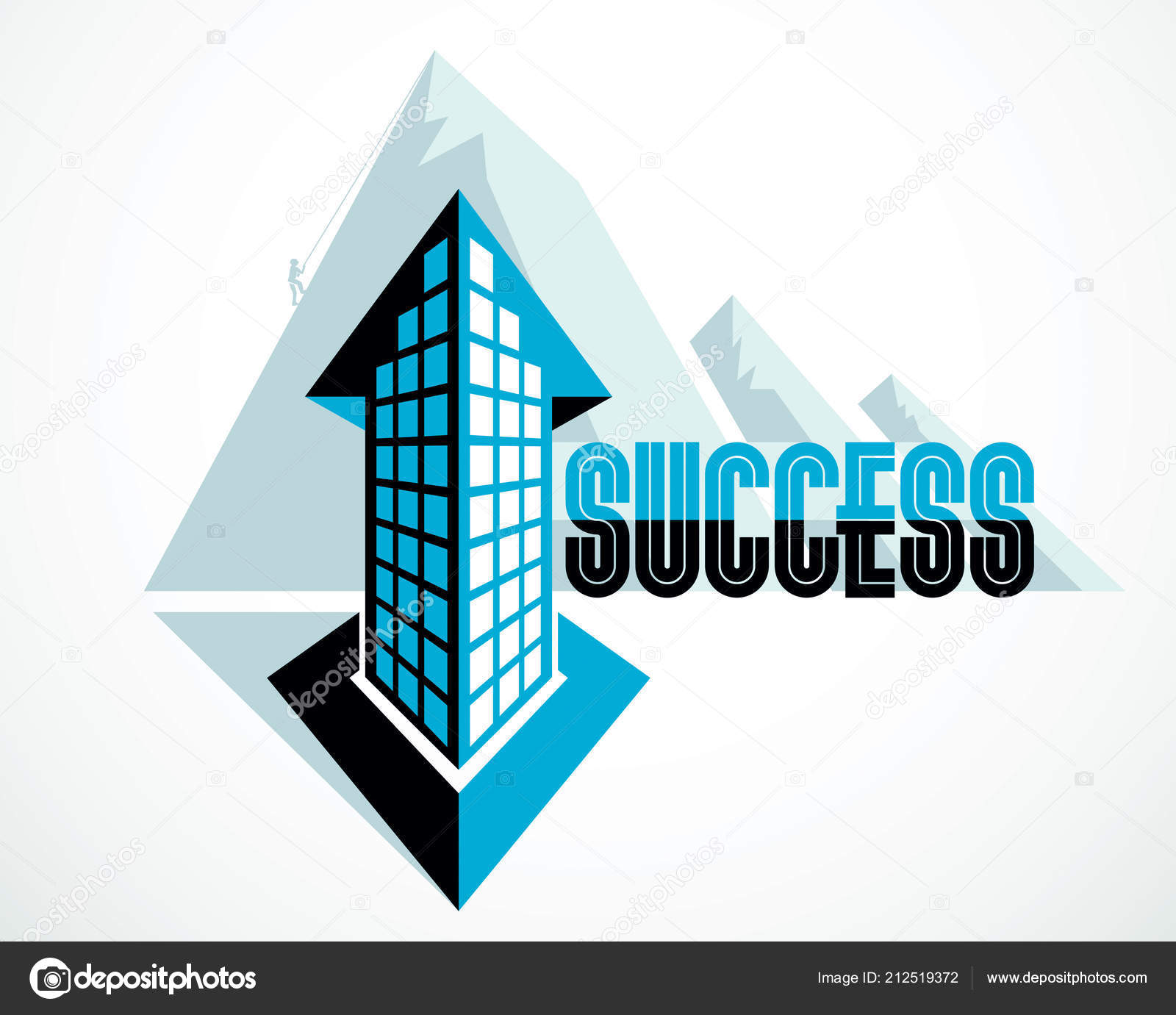 Rock Climber Concept Reaching Goal Success Modern Architecture Business ...