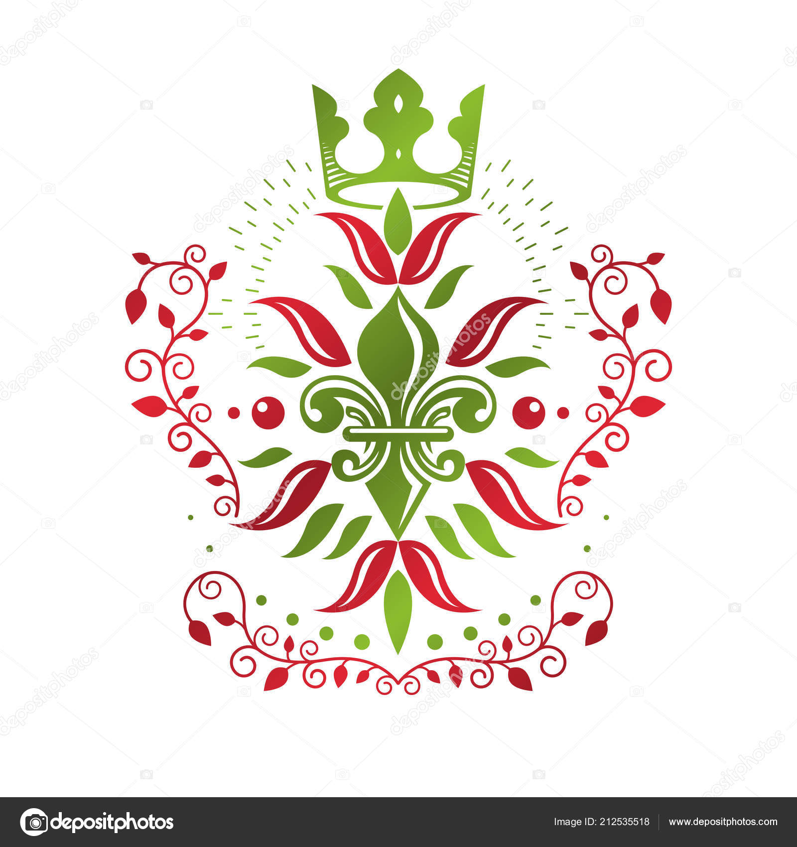 Royal Symbol Lily Flower Graphic Emblem Composed King Crown Heraldic ...